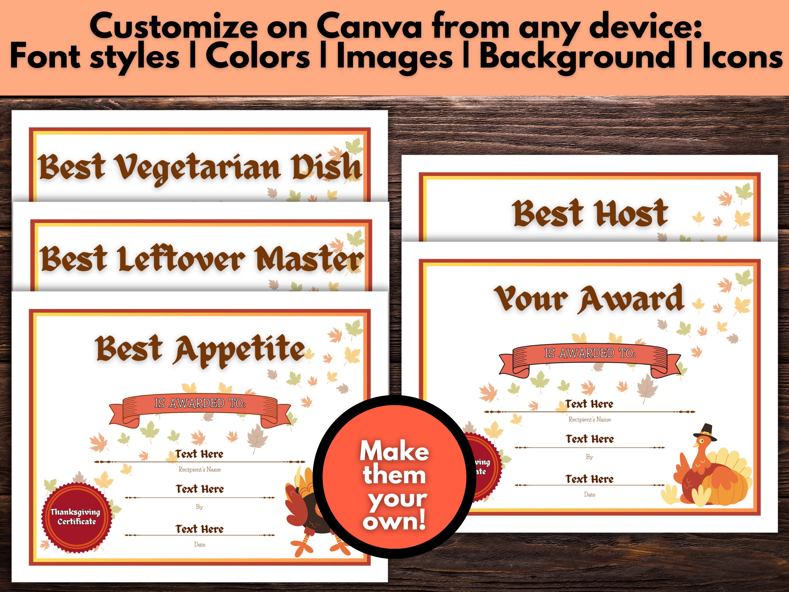 Editable Dinner Certificate, Certificate of Achievement, Certificate of ...