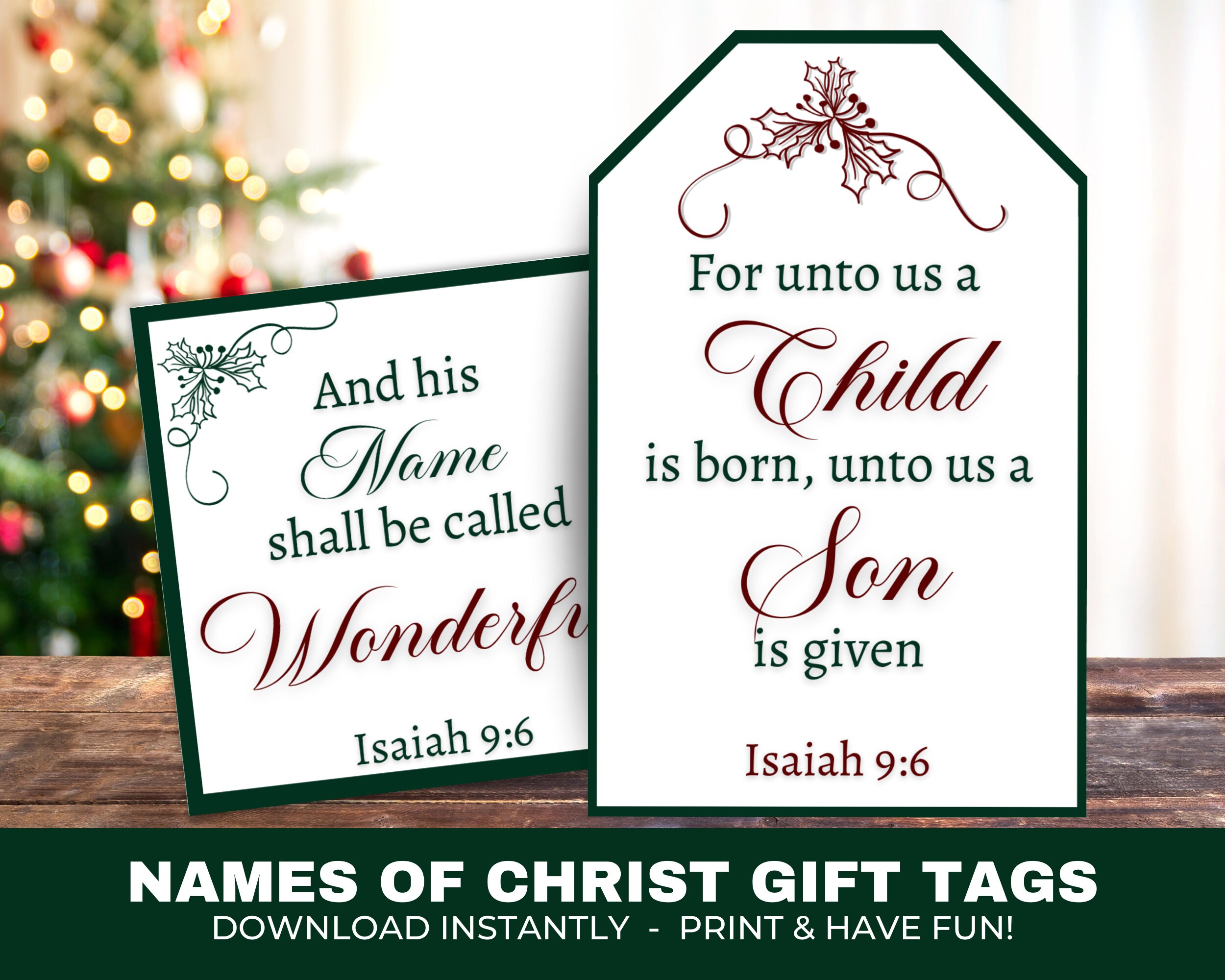 Names of Jesus Gift Tags, Christmas Gift Tags, Names of Christ Tags ...