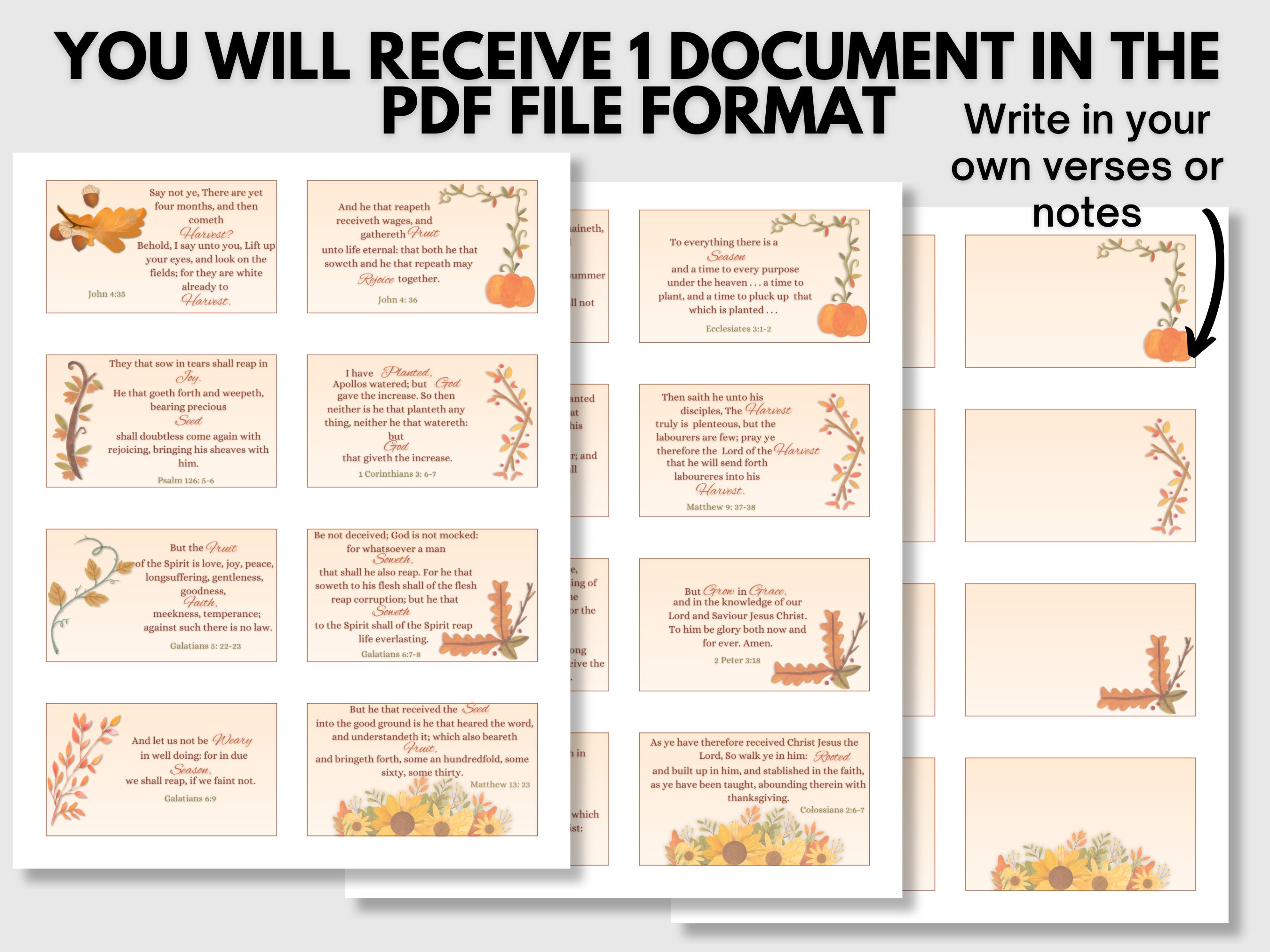 Fall Autumn Scripture Verse Cards / Bible Verse Cards/ Printable - Etsy