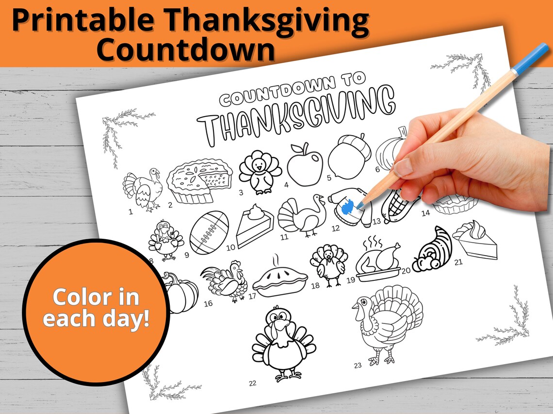 Printable Thanksgiving Countdown/ Thanksgiving Advent/ Countdown to ...