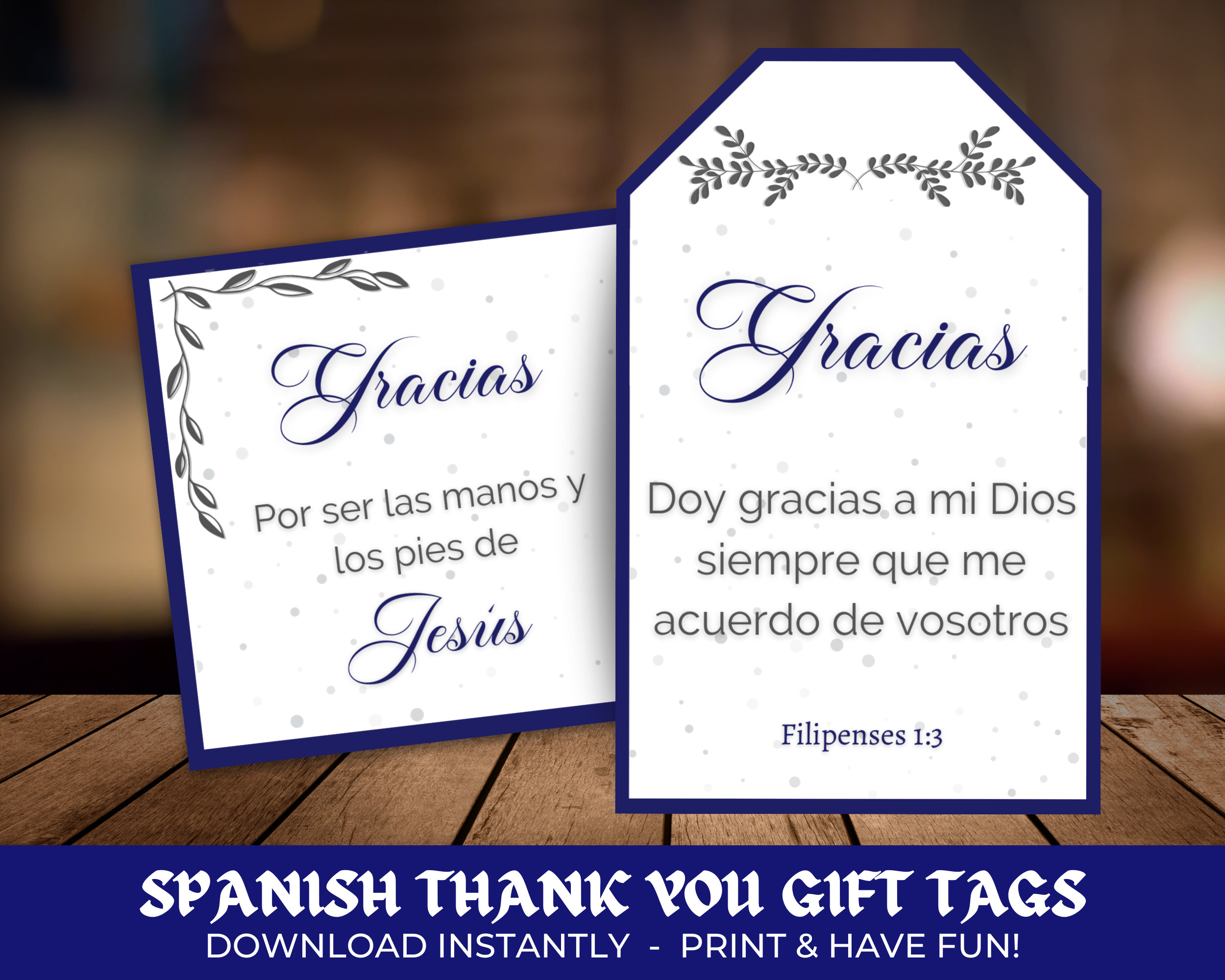 Thank You Gift Tags in Spanish, Christian Appreciation, Volunteer ...