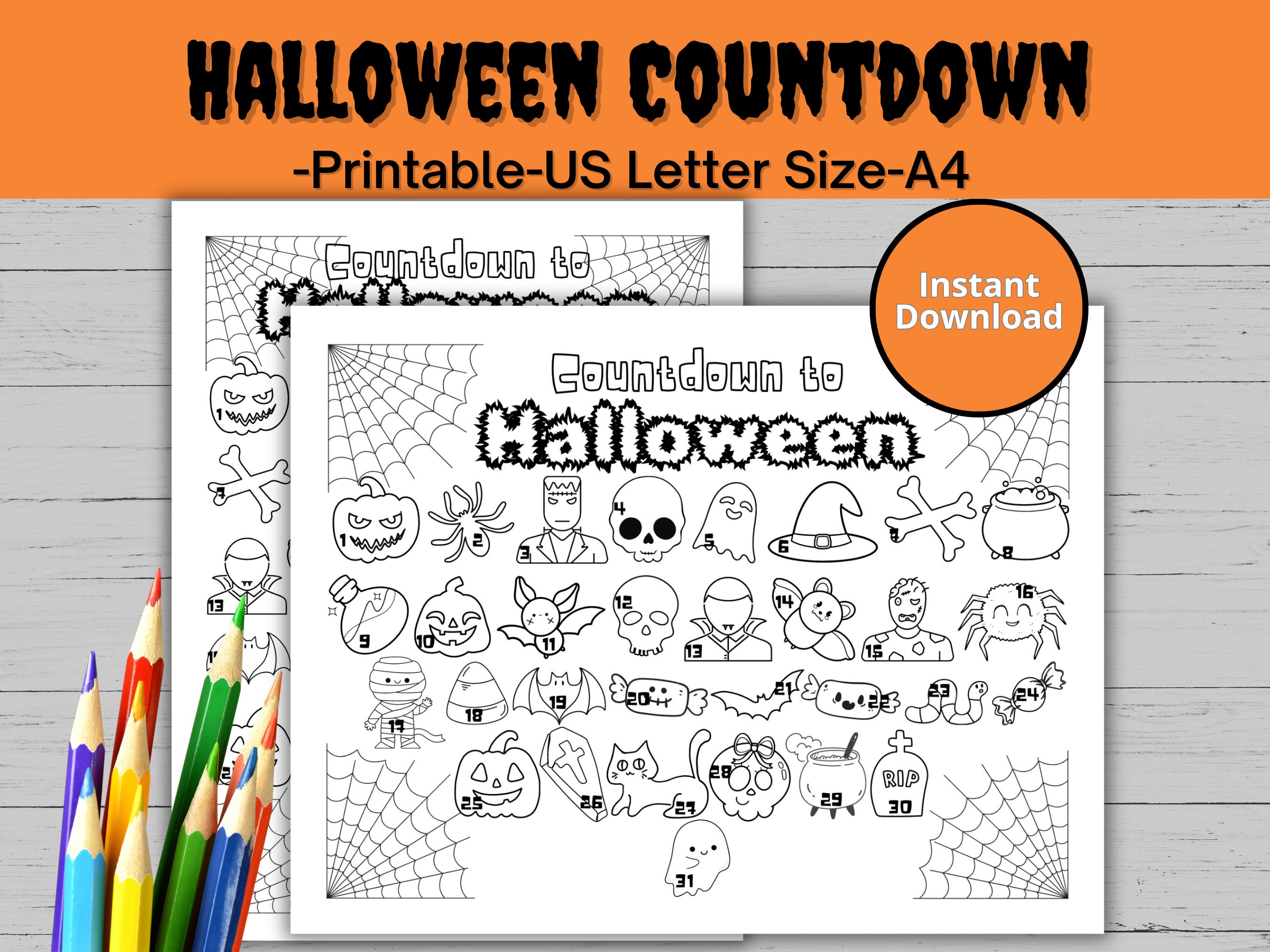Printable Halloween Countdown/ Halloween Countdown Calendar/ Halloween ...