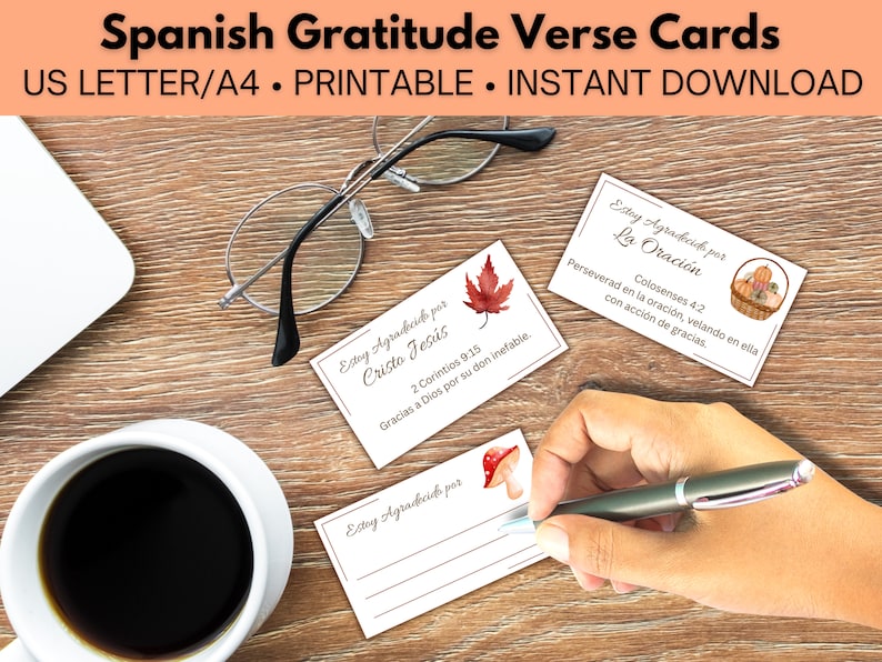 I Am Thankful for Bible Verse Cards in Spanish, Thanksgiving Gratitude ...