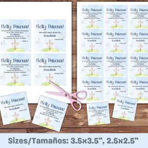 Easter Gift Tag and Bag Topper Spanish, Etiqueta Feliz Pascua, He is ...