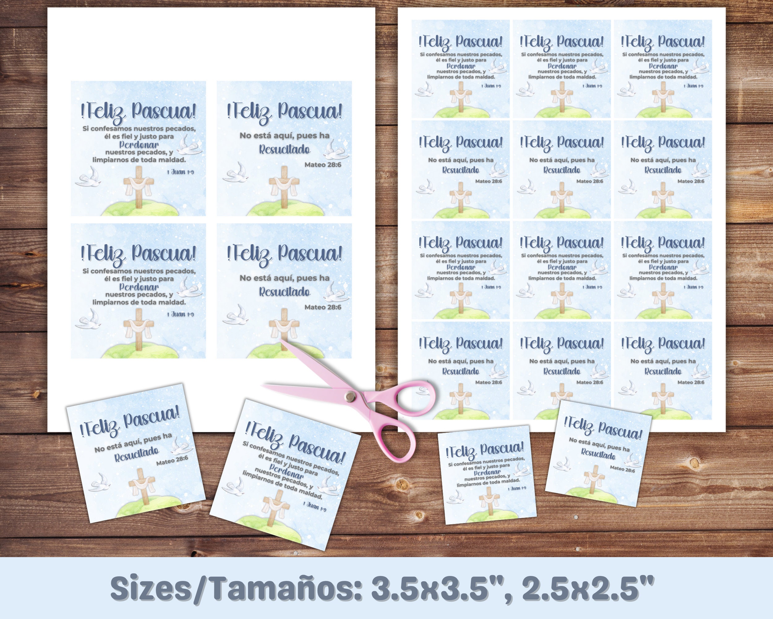 Easter Gift Tag and Bag Topper Spanish, Etiqueta Feliz Pascua, He is ...