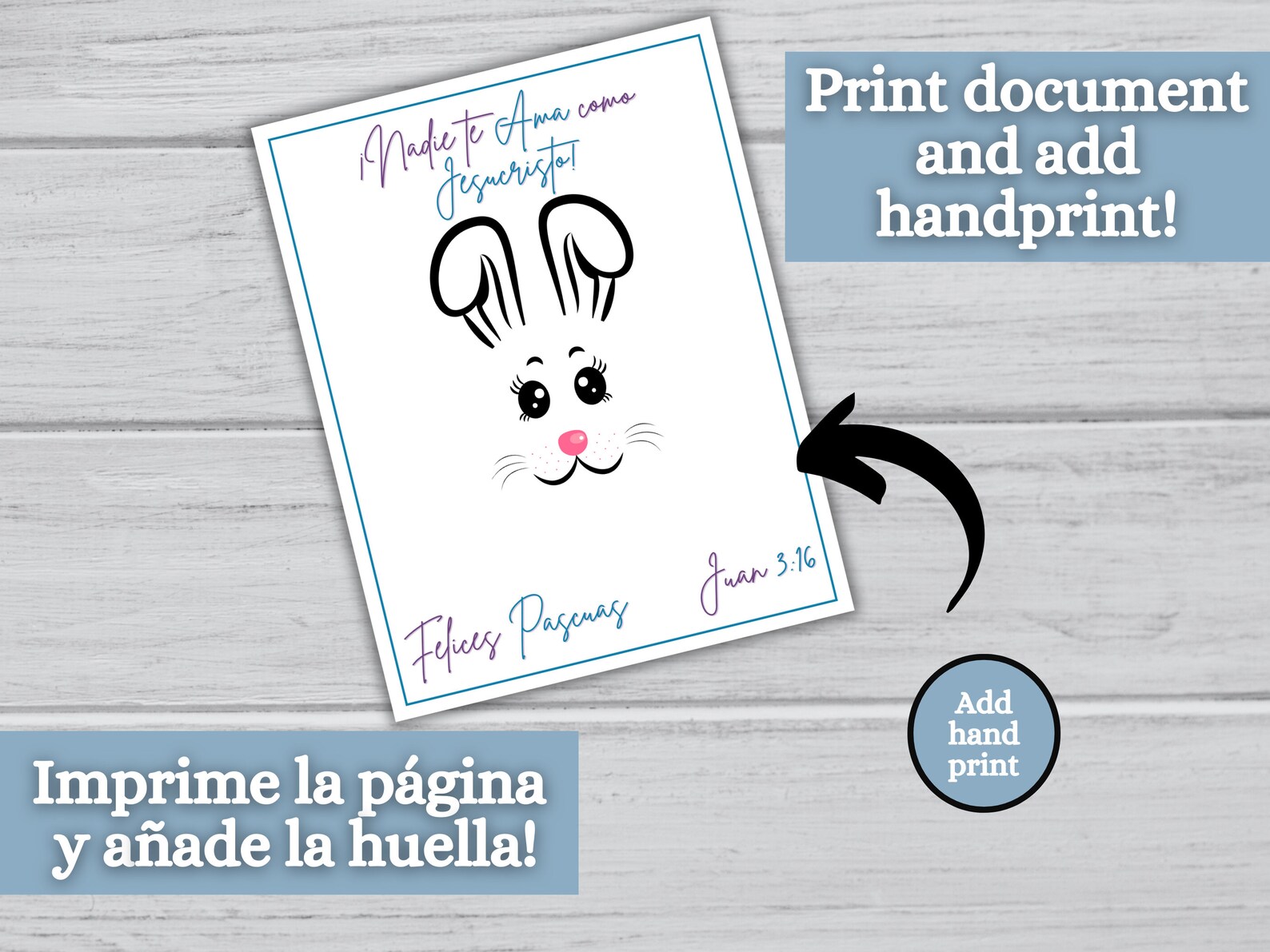 Spanish Christian Easter Bunny Handprint Craft Art, Religious Craft for ...