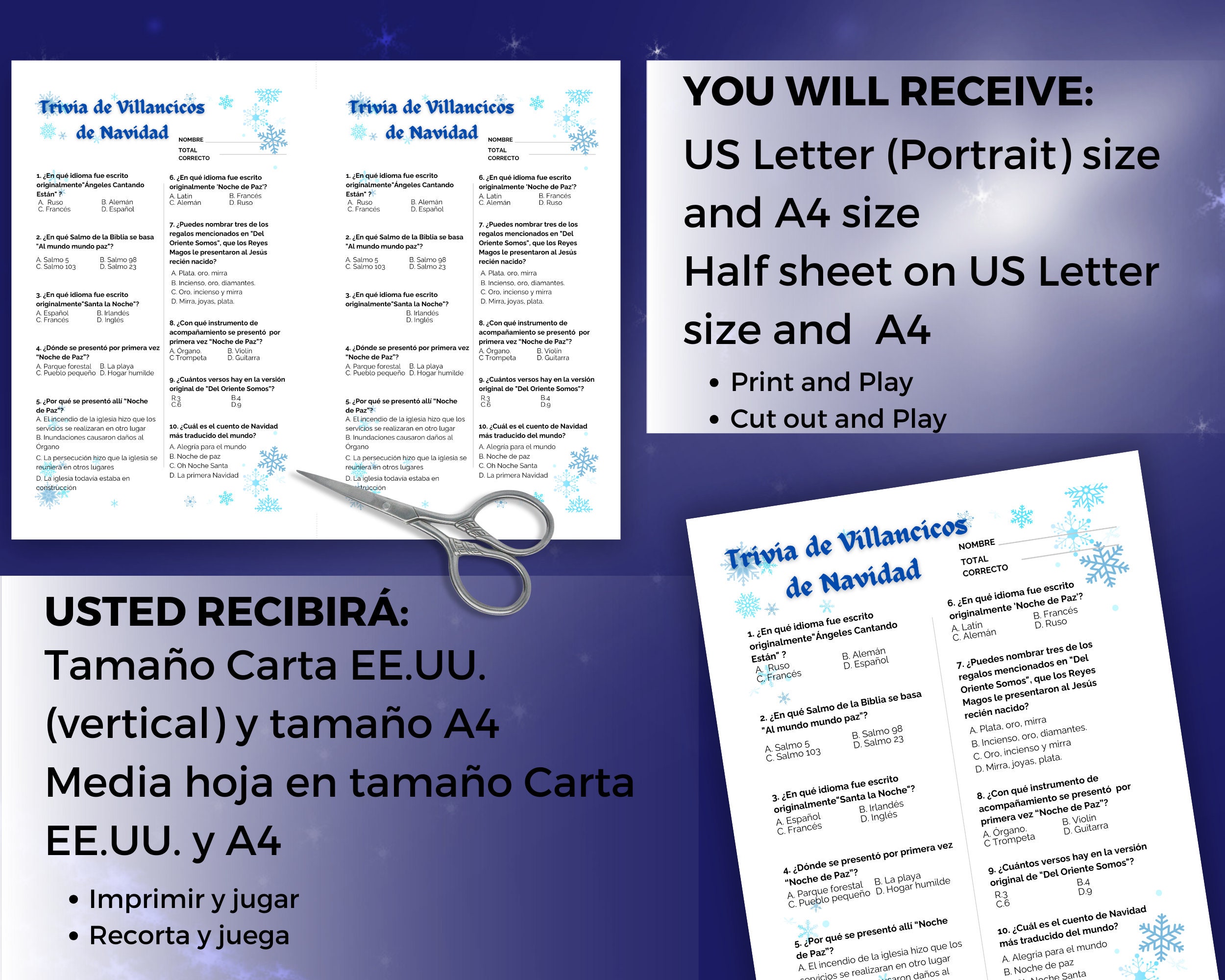 Spanish Christmas Carol Trivia, Christmas Song Trivia Game, Spanish ...