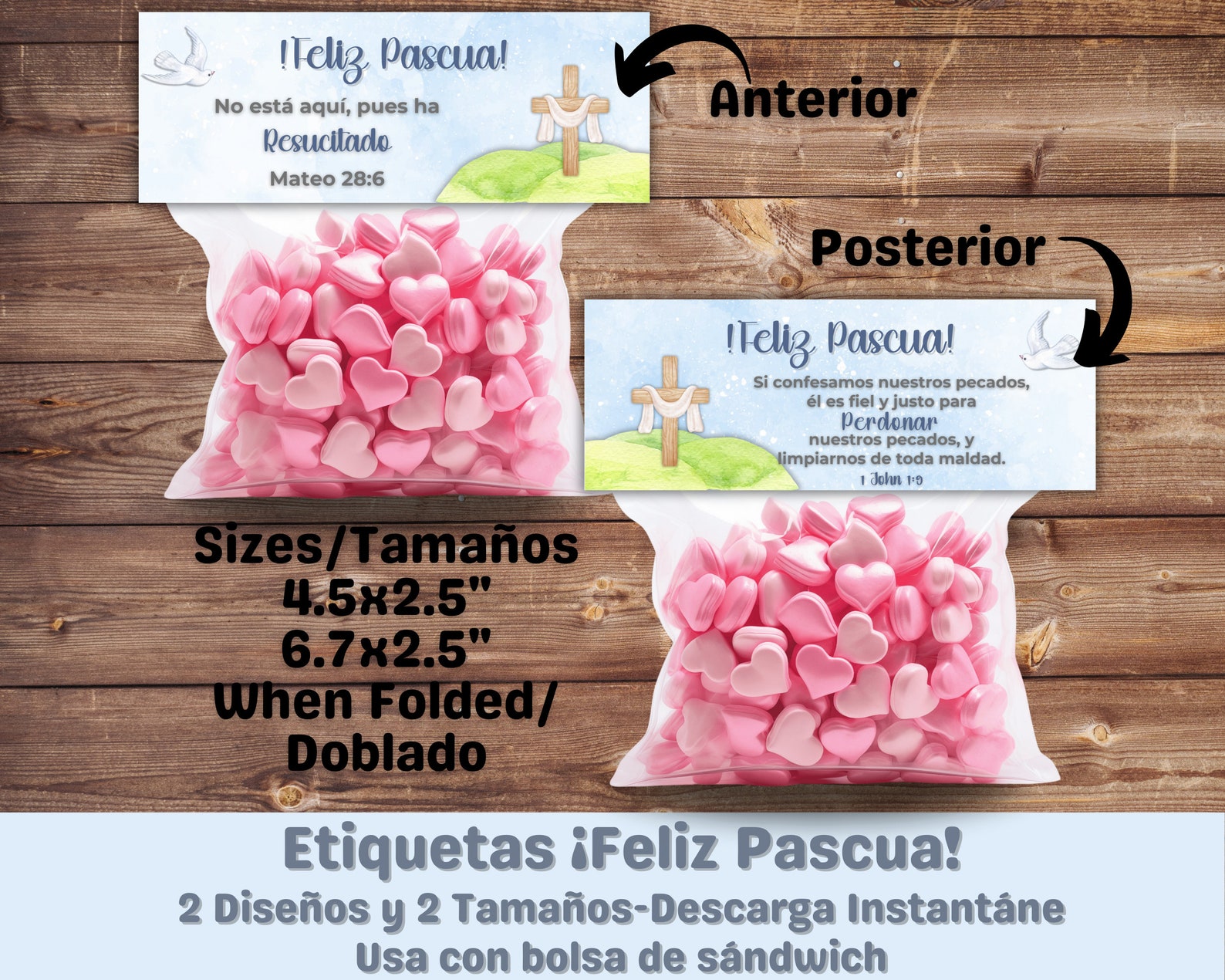 Easter Gift Tag and Bag Topper Spanish, Etiqueta Feliz Pascua, He is ...