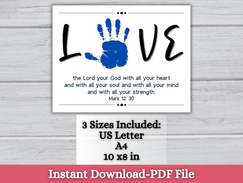 Christian Handprint Art, Handprint Craft, Love Your God, Mark 12:30 ...