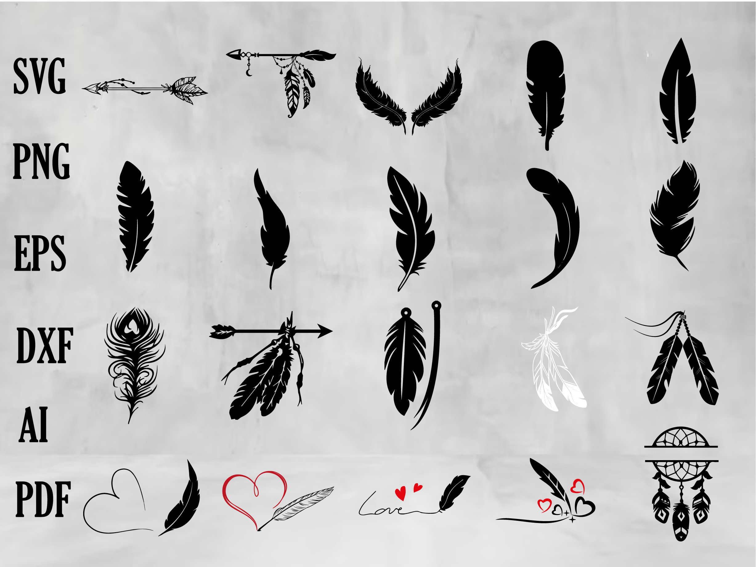 Feather Svg Bundle, Feather Birds Svg, Dxf, Png, Jpg, Feathers ...