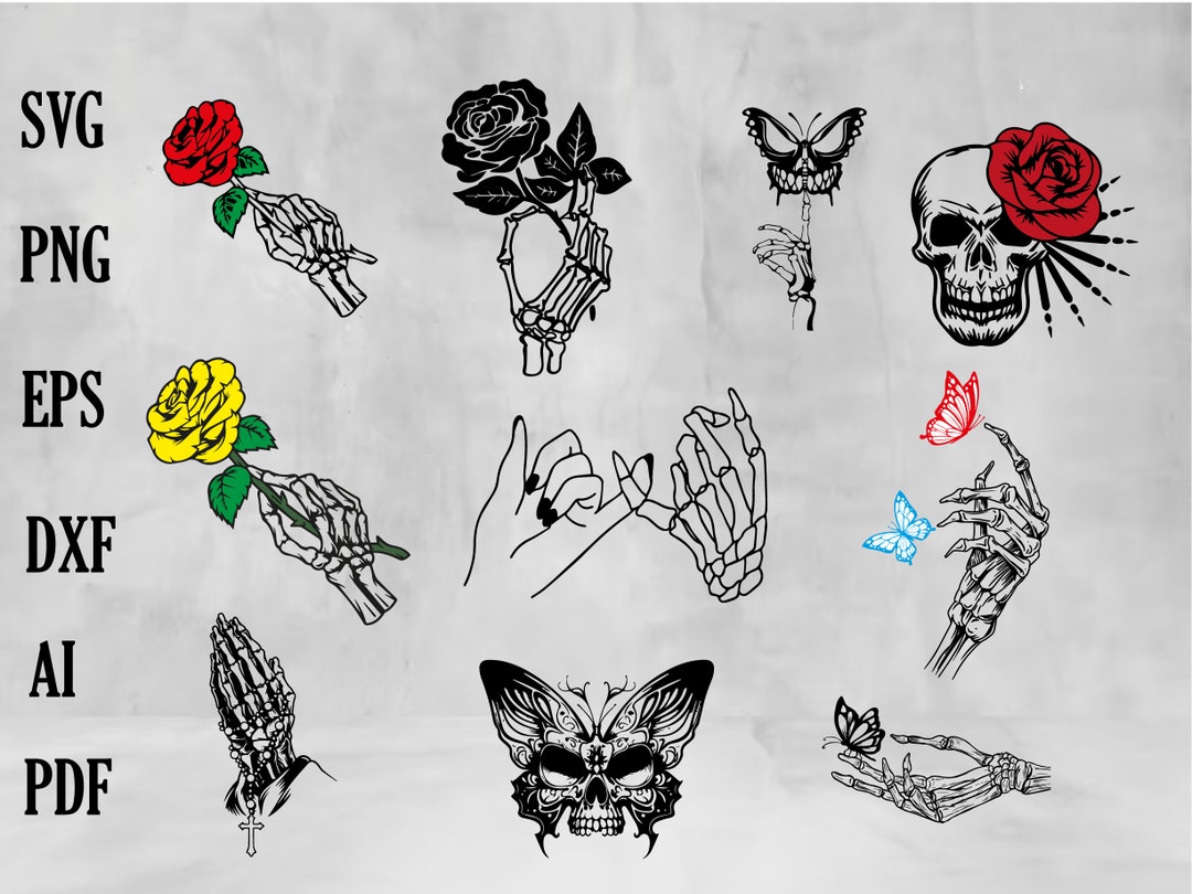 Skeleton Hand Rose Svg Hands Death Svg Skull Rose Svg - Etsy
