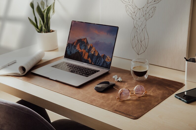 Personalized Genuine Leather Large Mouse Pad, Home Accessories Large ...