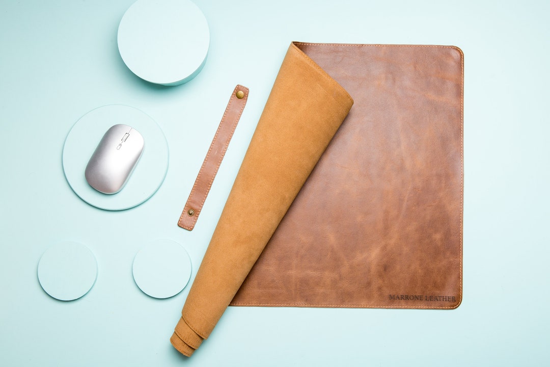 Personalized Leather Desk Pad, Custom Logo Mousepad, Gift for Boss ...