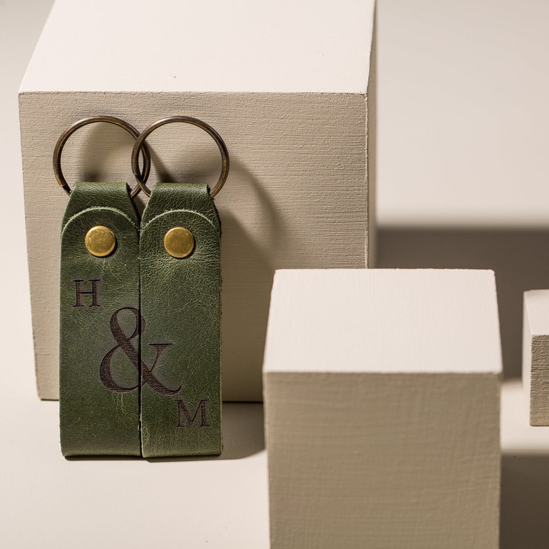 Matching Keyrings, Couple Keychain for Couples, Personalized Leather ...