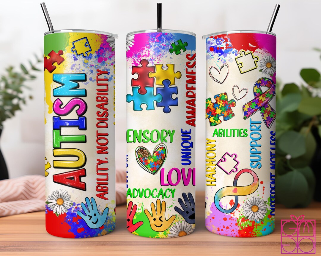 Autism Ability Not Disability Awareness Skinny Tumbler, Puzzle Piece ...