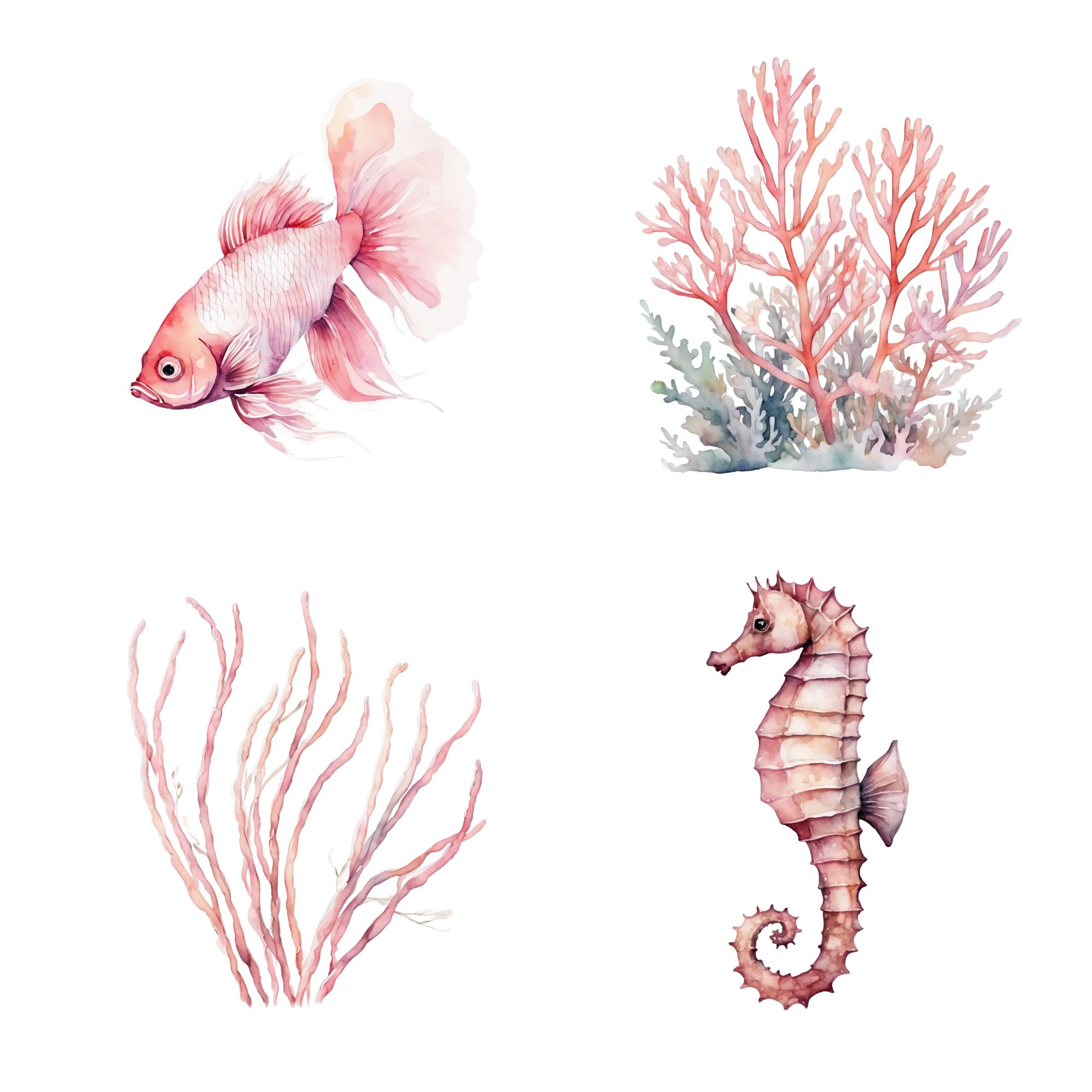 Underwater Clipart, Watercolor Undersea Clipart Bundle, Ocean Clipart ...