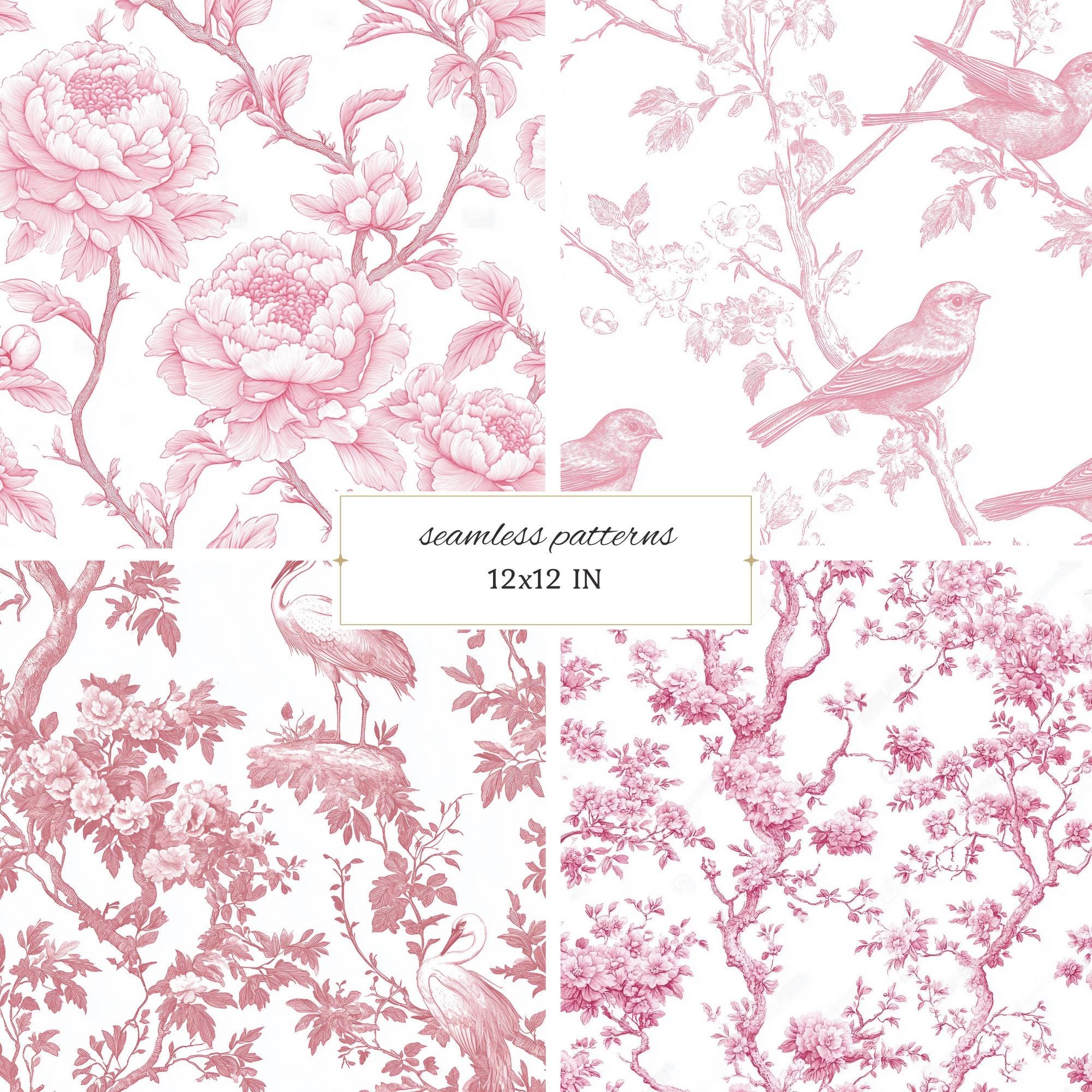 Pink Chinoiserie Seamless Pattern, Chinoiserie Floral Seamless ...