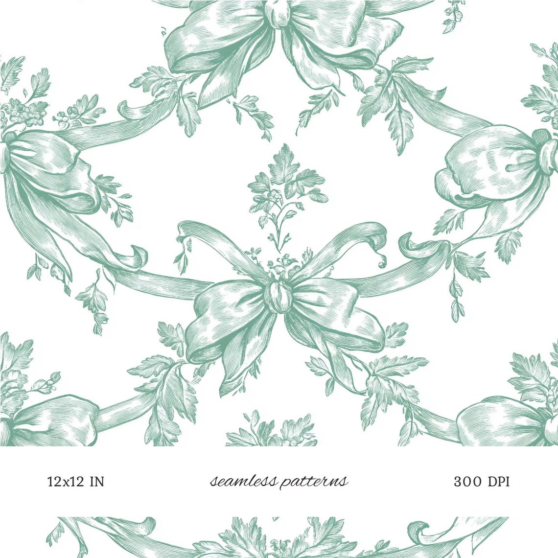 Green Toile De Jouy Seamless Pattern, Green Chinoiserie Paper, French ...