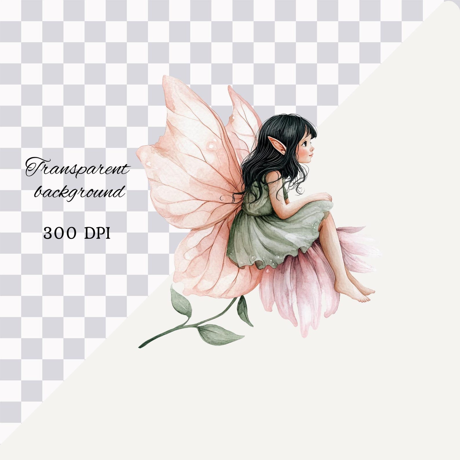 Watercolor Summer Fairy Clipart Png Bundle, Pink Fairy Clipart, Magical ...