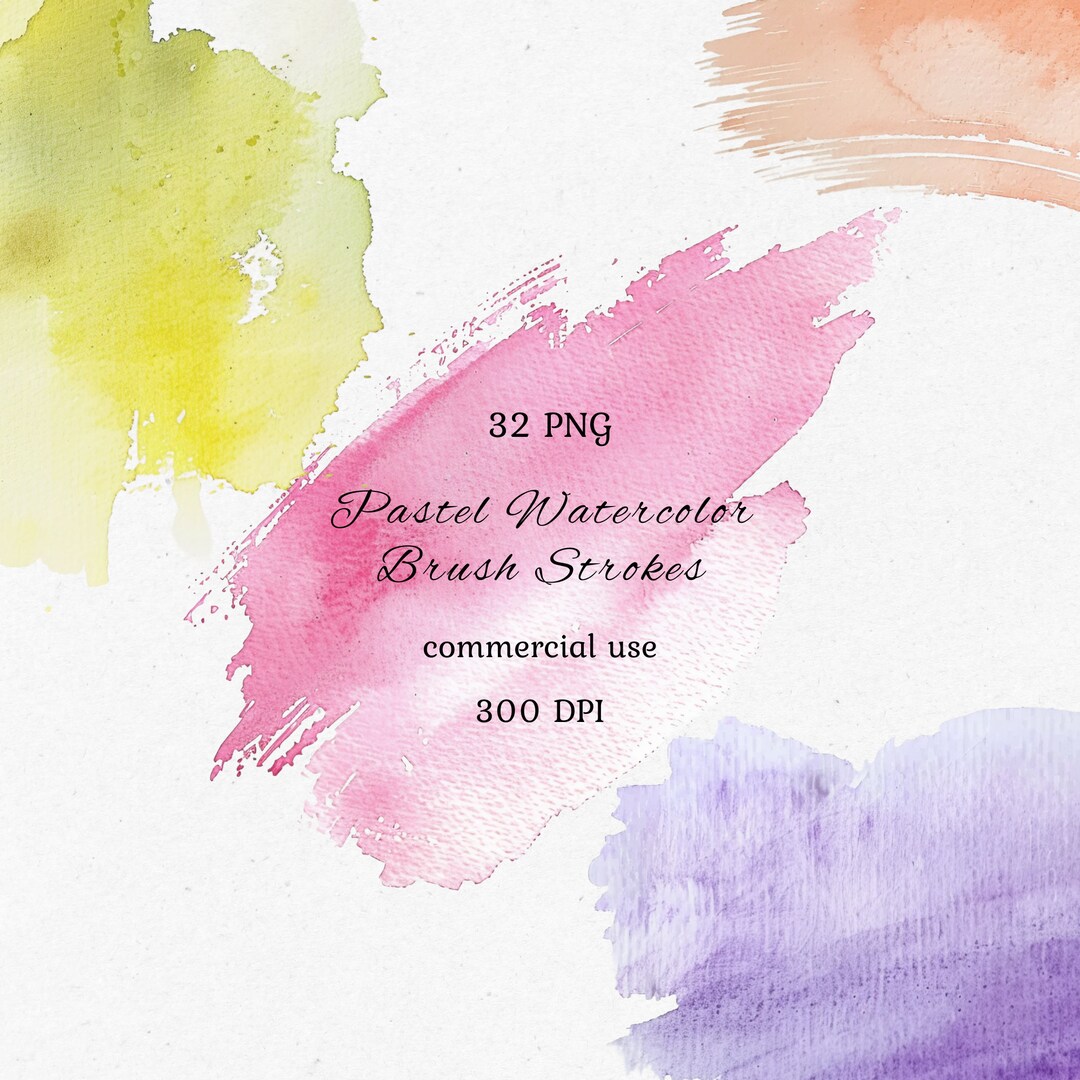 Brush Strokes Clipart, Commercial Use, Pastel Watercolor Paint Stroke ...