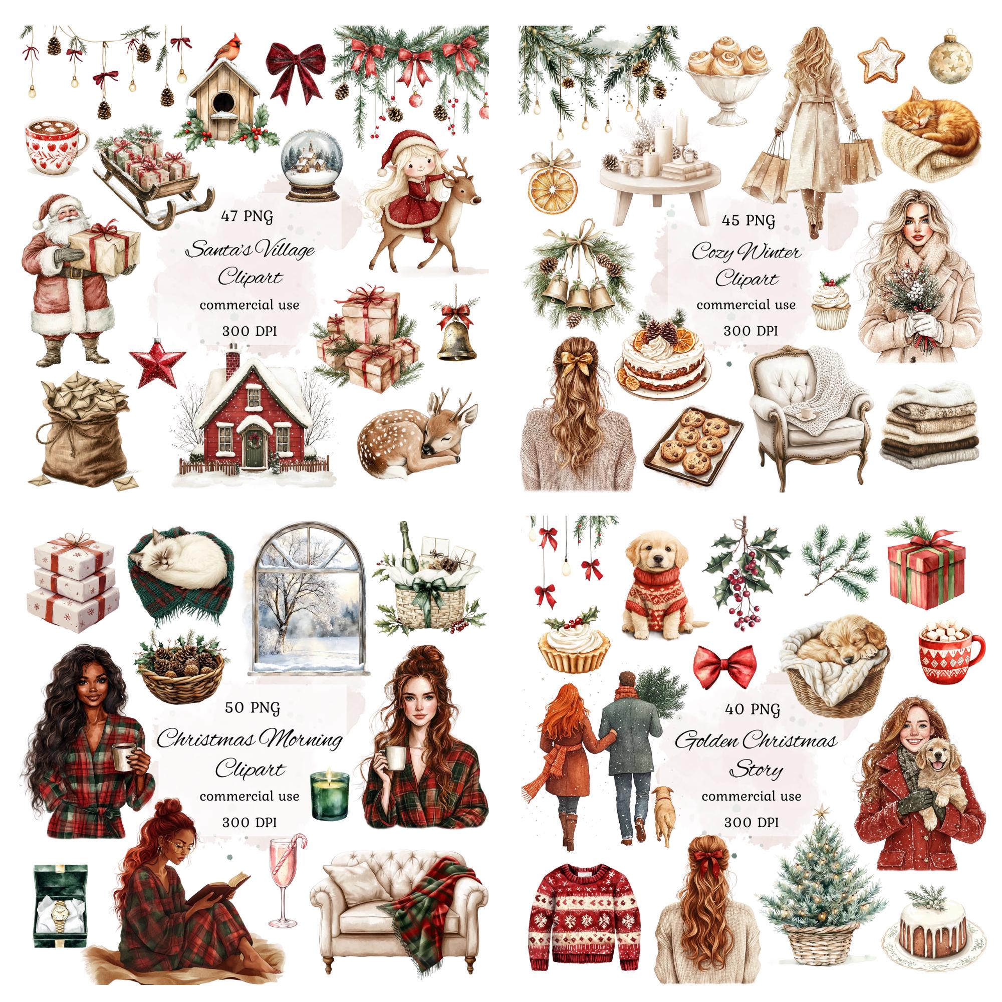 800+ Christmas Clipart Bundle Png, Watercolor Christmas Mega Bundle ...