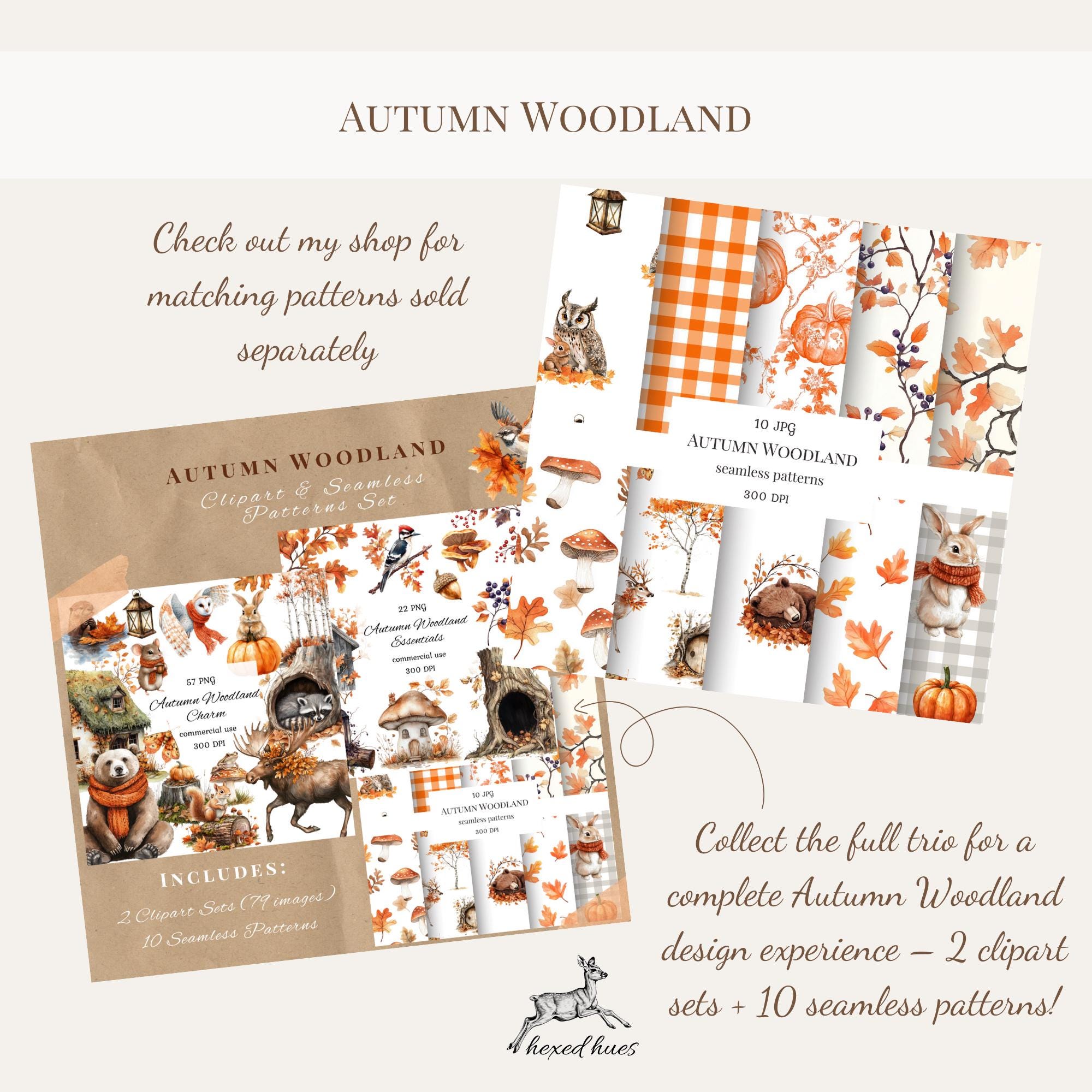 Watercolor Autumn Woodland Clipart Png Bundle, Fall Forest Animals ...