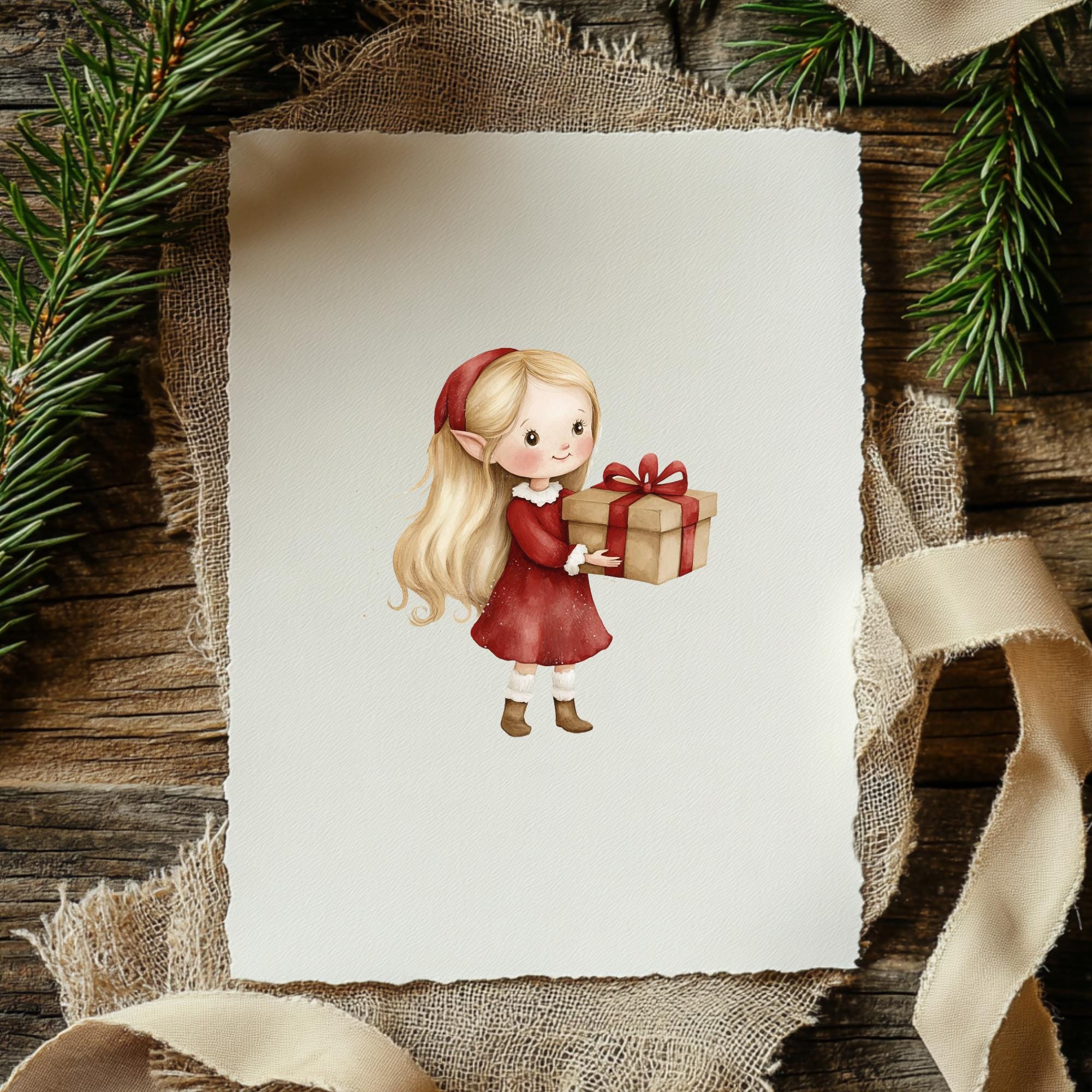 Watercolor Santa's Village Clipart Png Bundle, Reindeer Christmas ...