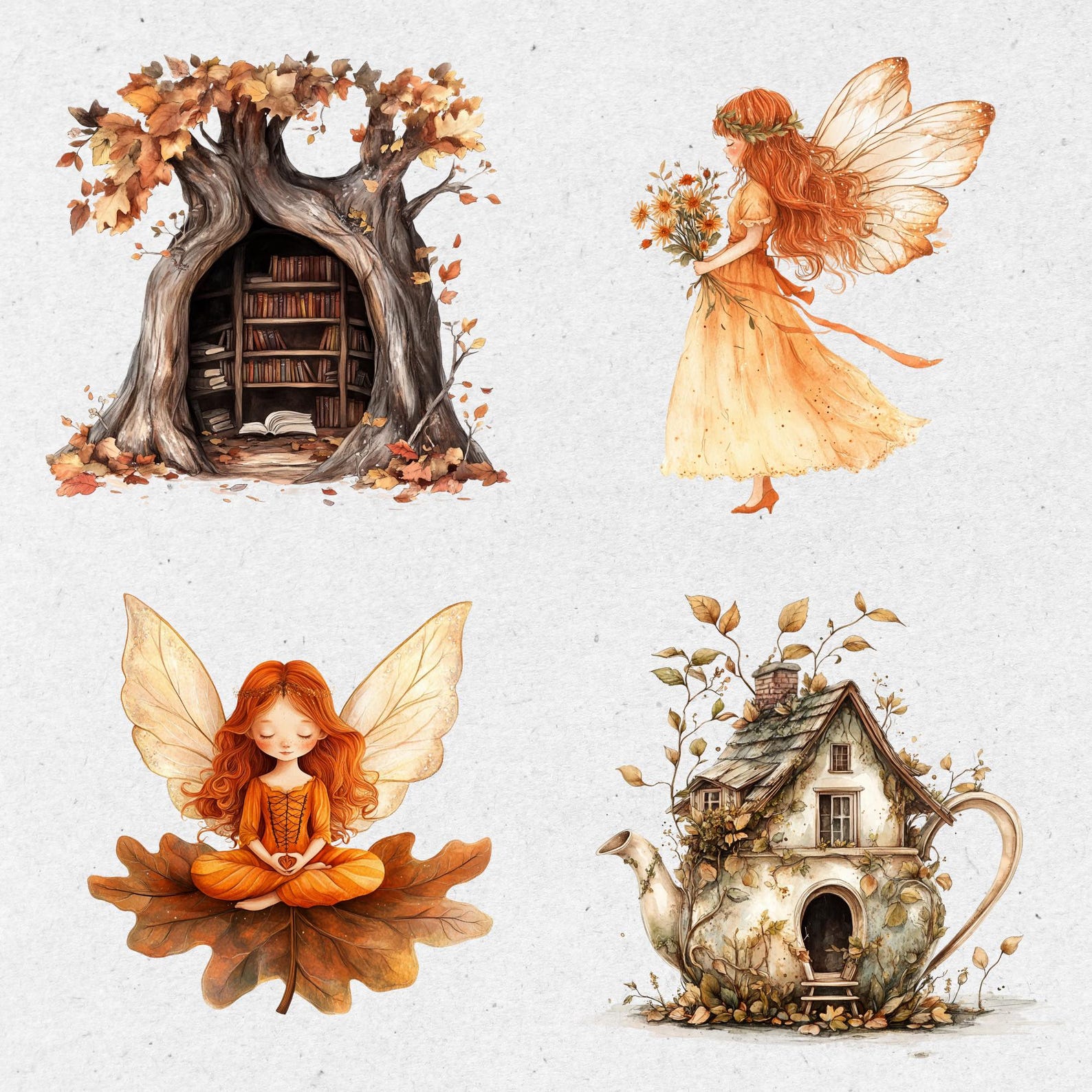 Autumn Fairy Clipart Png Bundle, Autumn Clipart, Fairy Garden Clipart ...