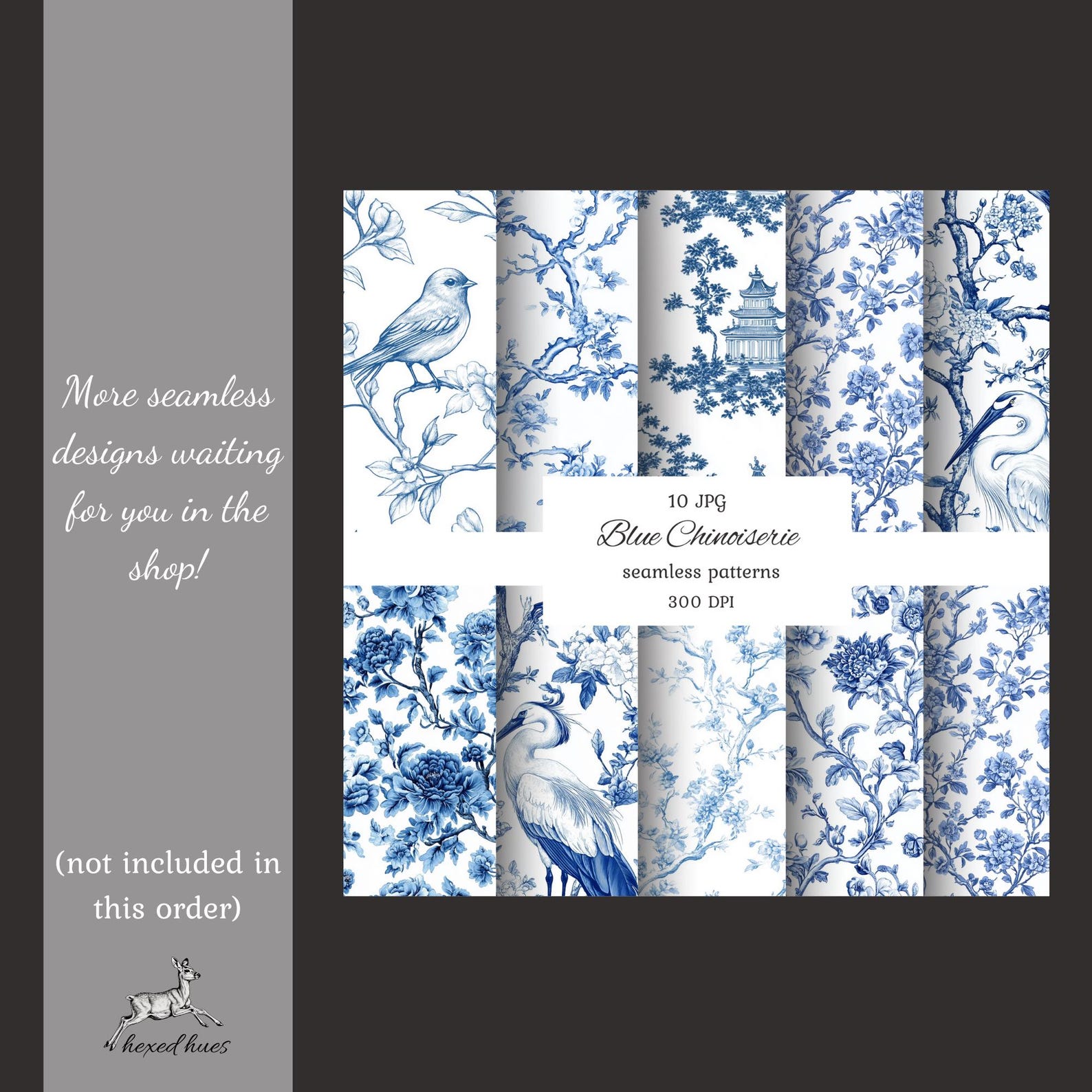 Blue Chinoiserie Seamless Pattern, Chinoiserie Floral Seamless ...