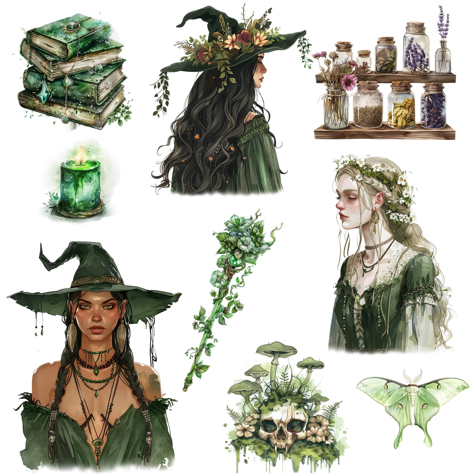 Earth Witch Clipart Png Bundle, Witchcraft, Witchy Clipart, Whimsical ...
