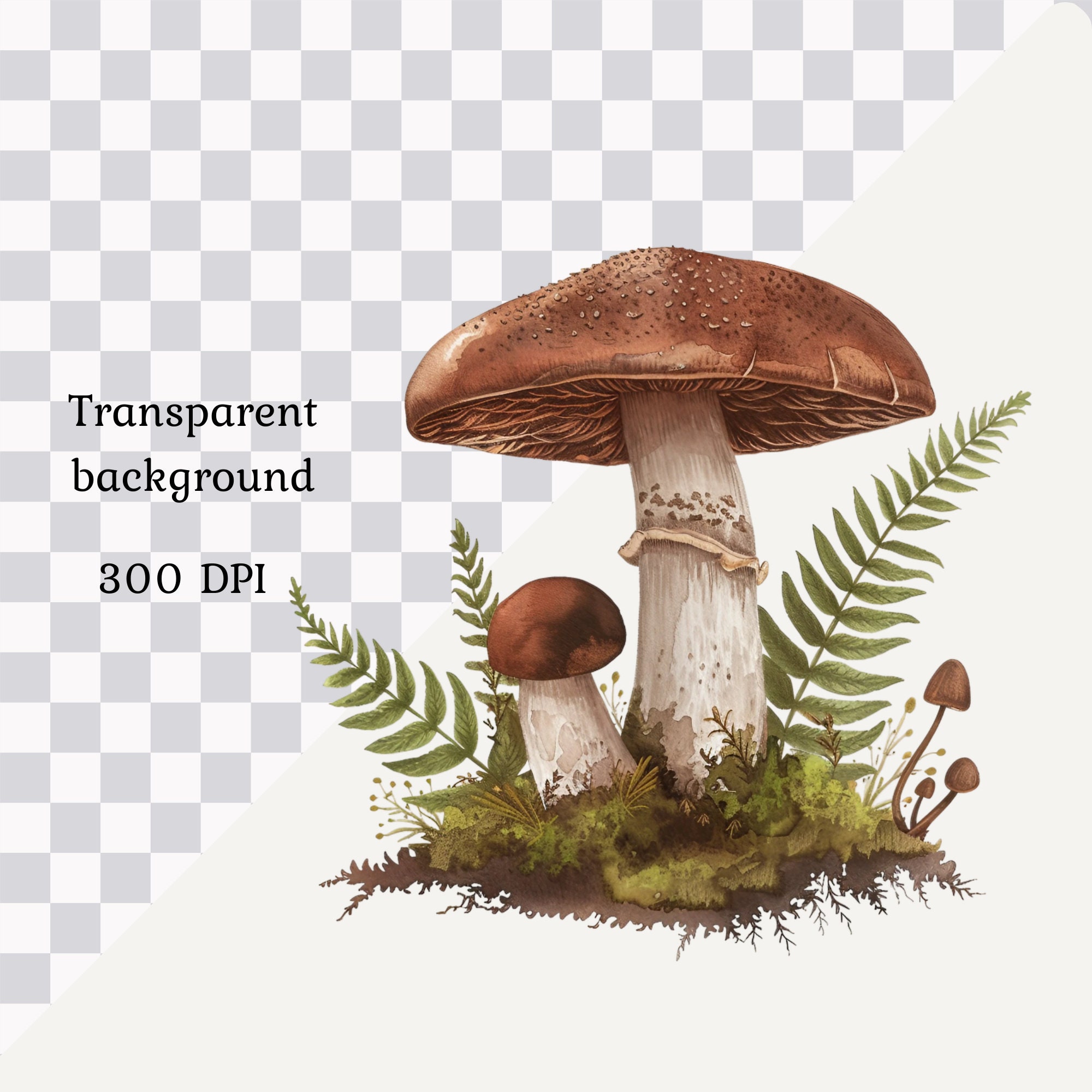 Watercolor Mushroom Clipart Png Bundle, Toadstool Clipart, Woodland ...