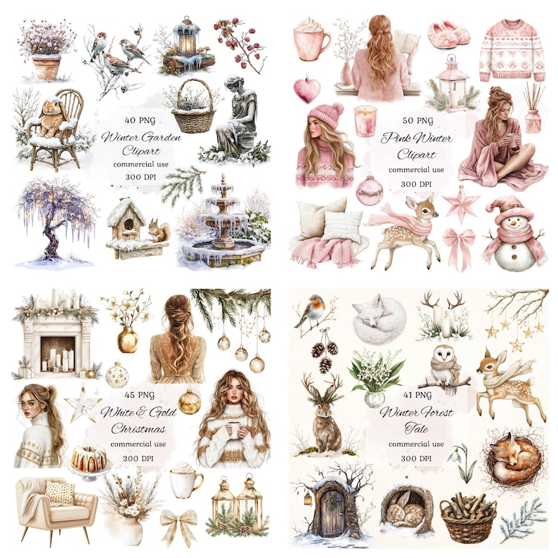 800+ Christmas Clipart Bundle Png, Watercolor Christmas Mega Bundle ...