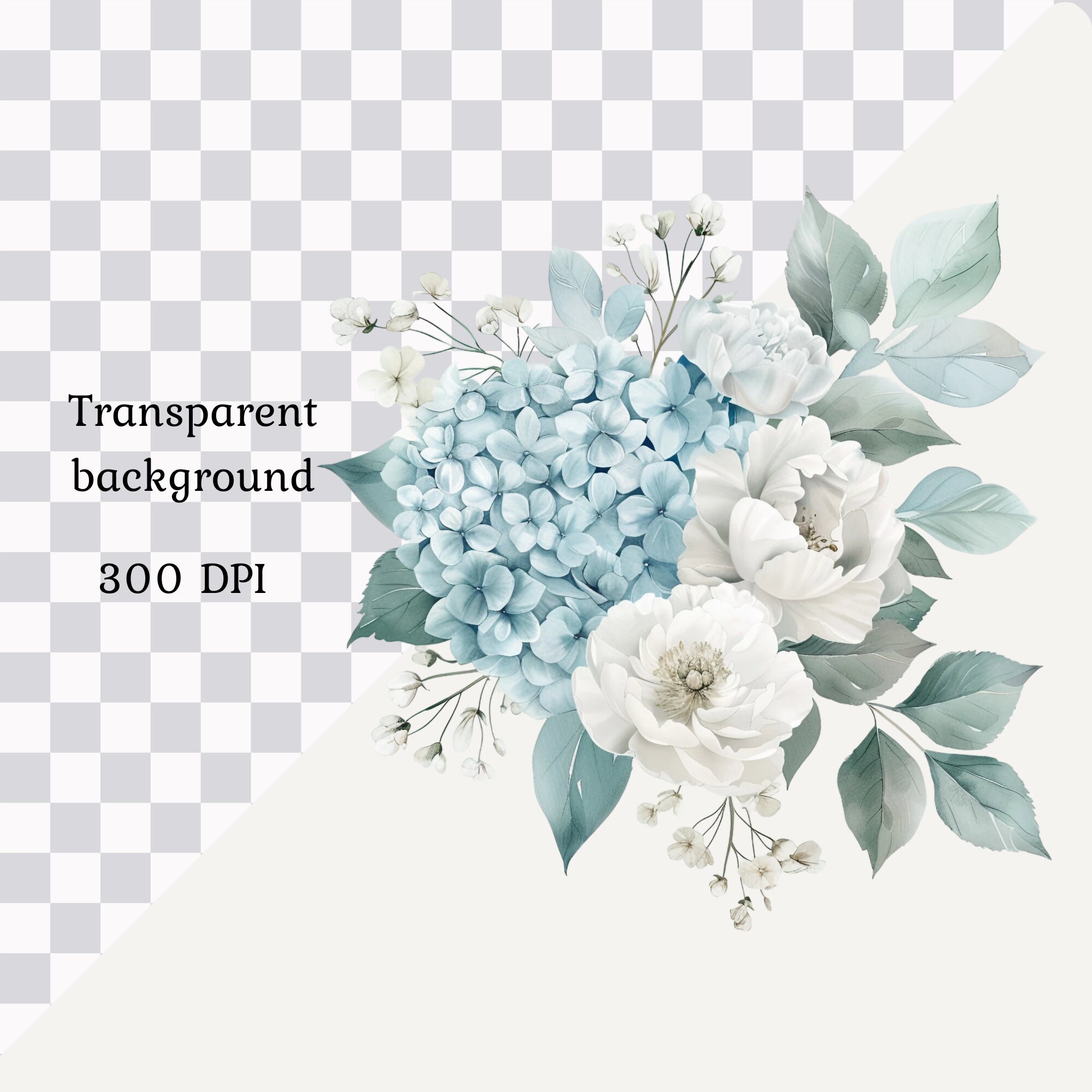 Aqua Floral Watercolor Clipart Png Bundle, Aqua Blue Floral Clipart ...