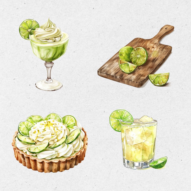 Lime Watercolor Clipart Png Bundle, Summer Clipart, Fruit Clipart ...