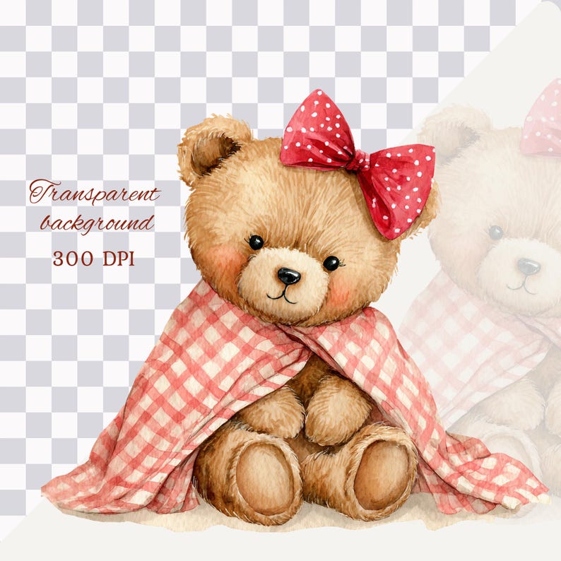 Watercolor Valentine Teddy Bear Clipart Png Bundle, Valentines Day Png ...