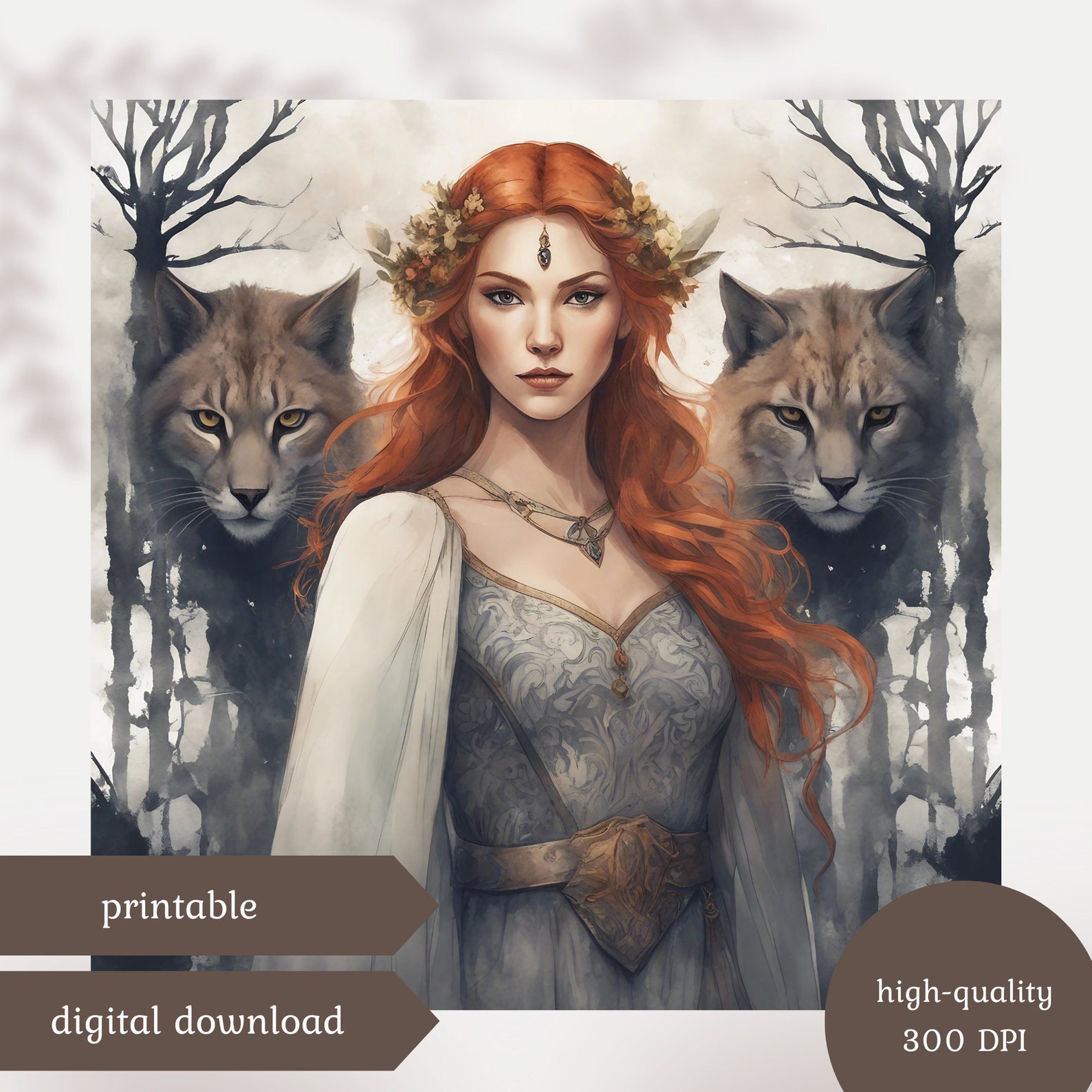 Goddess Freya Print, Norse Mythology, Witchcraft Art Print, Watercolor ...