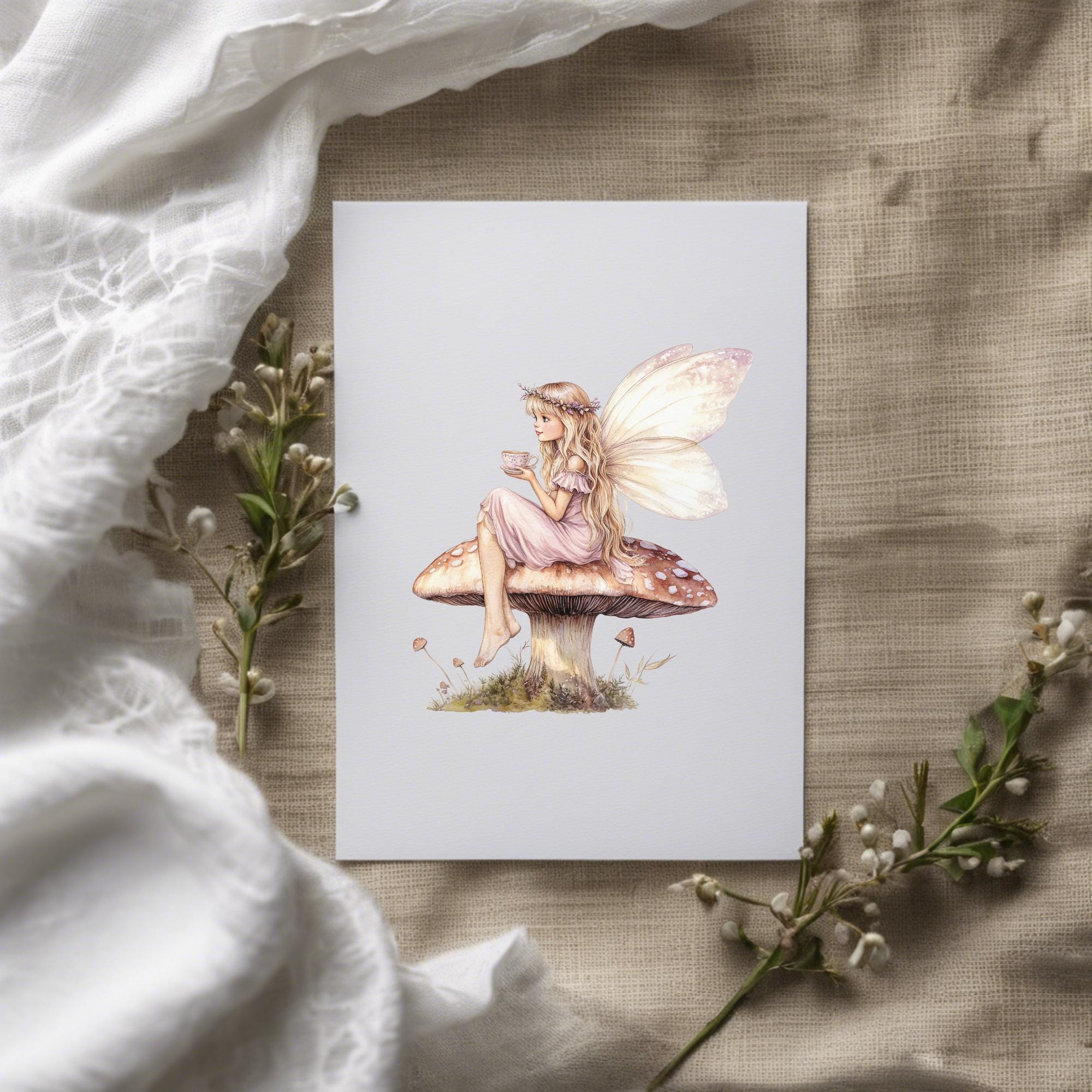 Watercolor Fairy Tea Party Clipart Png Bundle, Watercolor Tea Party ...