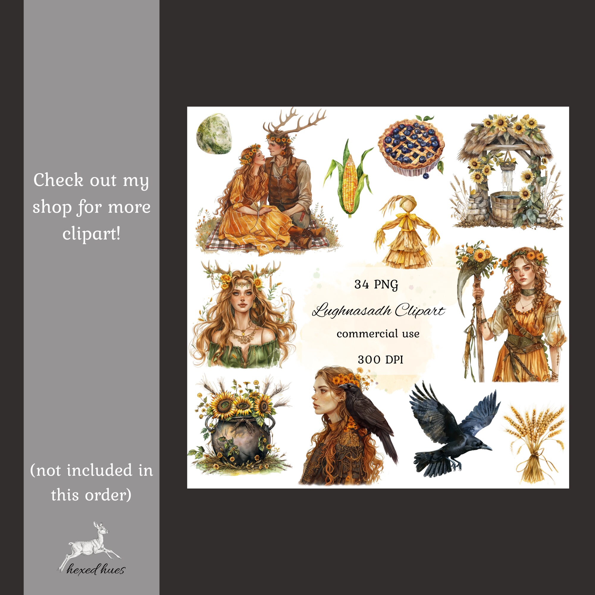 Mabon Watercolor Clipart Png Bundle, Witch Clipart, Celtic Neopagan ...