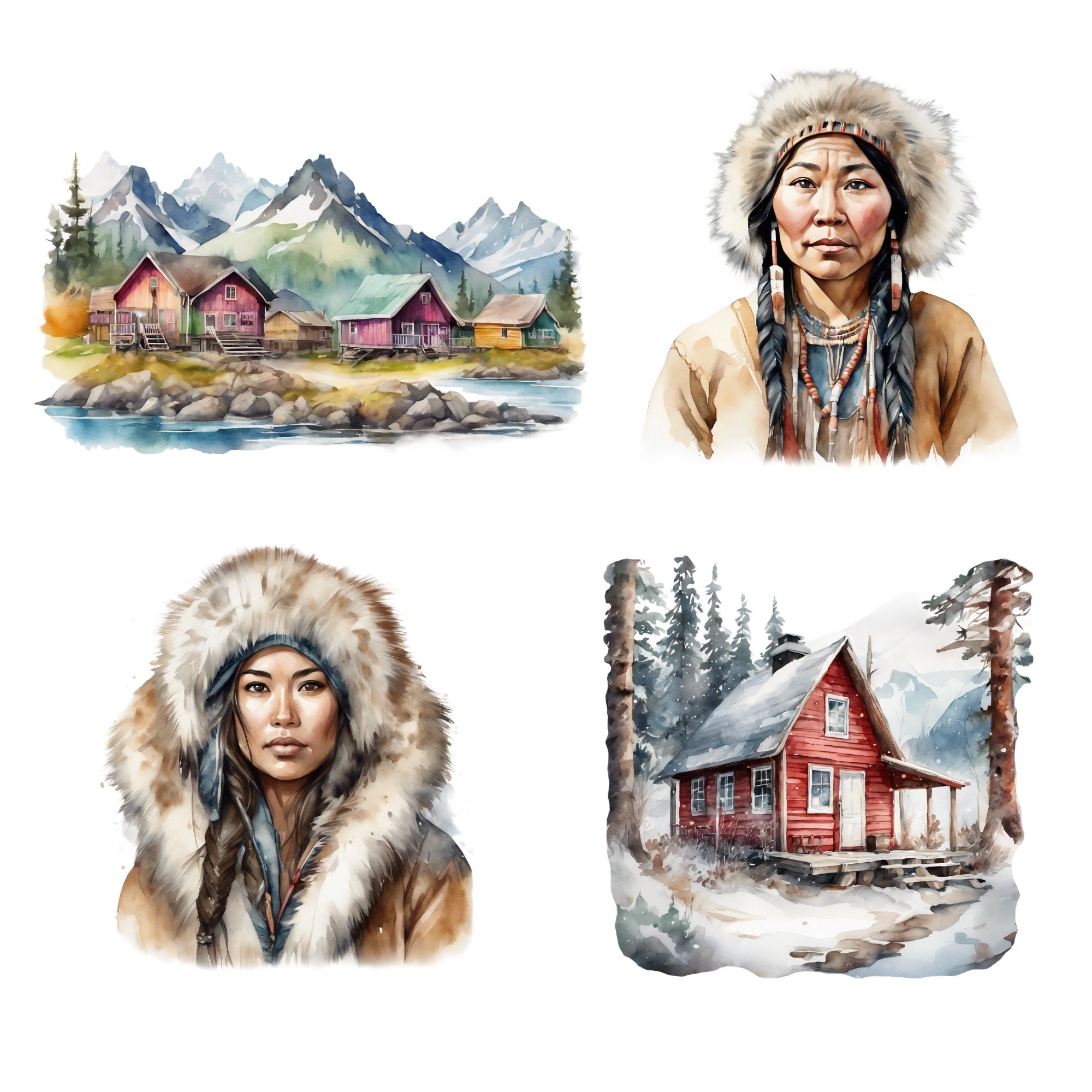 Alaska Watercolor Clipart Bundle, Alaska Png, Alaska State, Nature ...