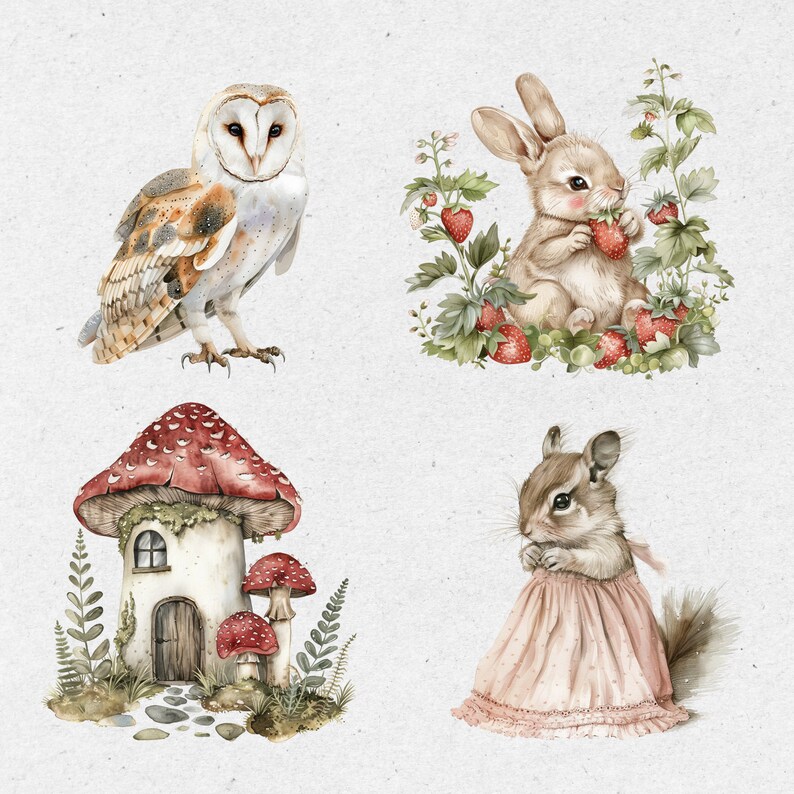 Enchanted Forest Watercolor Clipart Png Bundle, Mystical Clipart, Fairy ...