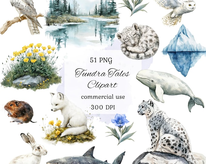 Arctic Animals Clipart. Cute Winter Animals, Igloo, Whale, Walrus ...