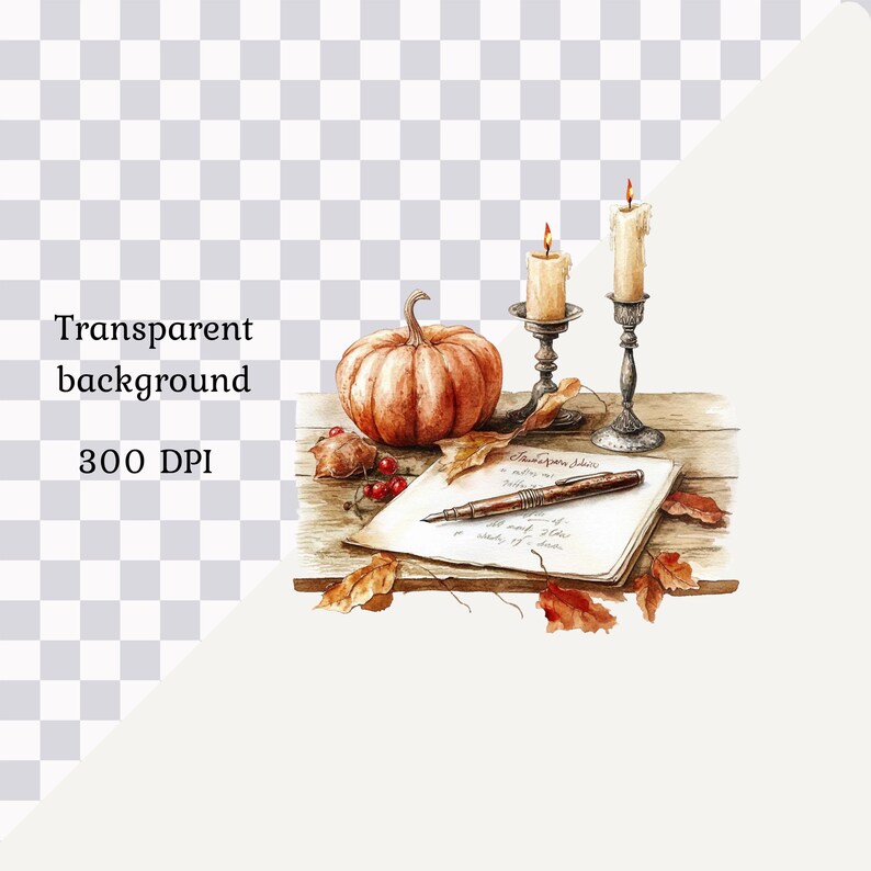 Thanksgiving Watercolor Clipart Png Bundle, Happy Thanksgiving Dinner ...