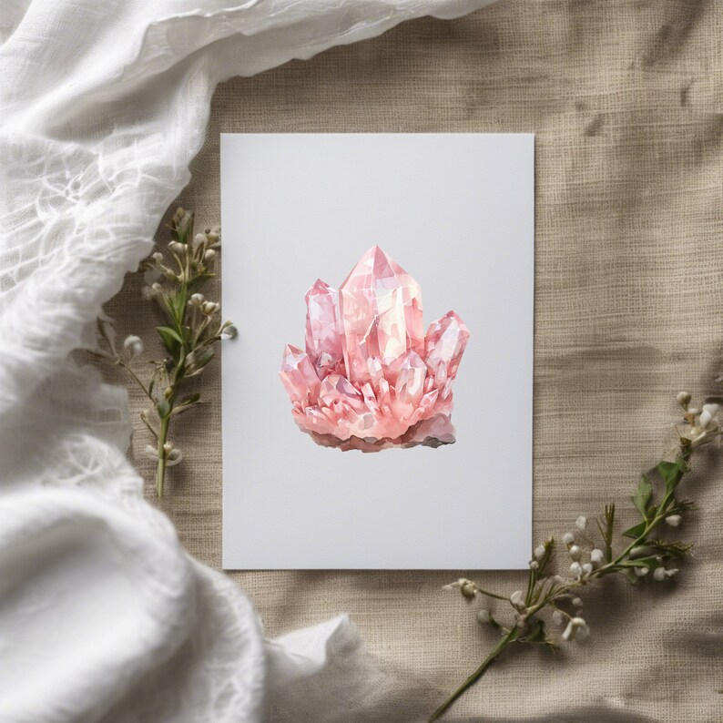 Crystal Gemstones Watercolor Clipart Png Bundle, Crystals Clipart ...