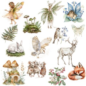 Enchanted Forest Watercolor Clipart Png Bundle, Mystical Clipart, Fairy ...