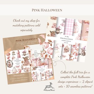 Pink Halloween Clipart Png Bundle, Pastel Halloween, Watercolor ...
