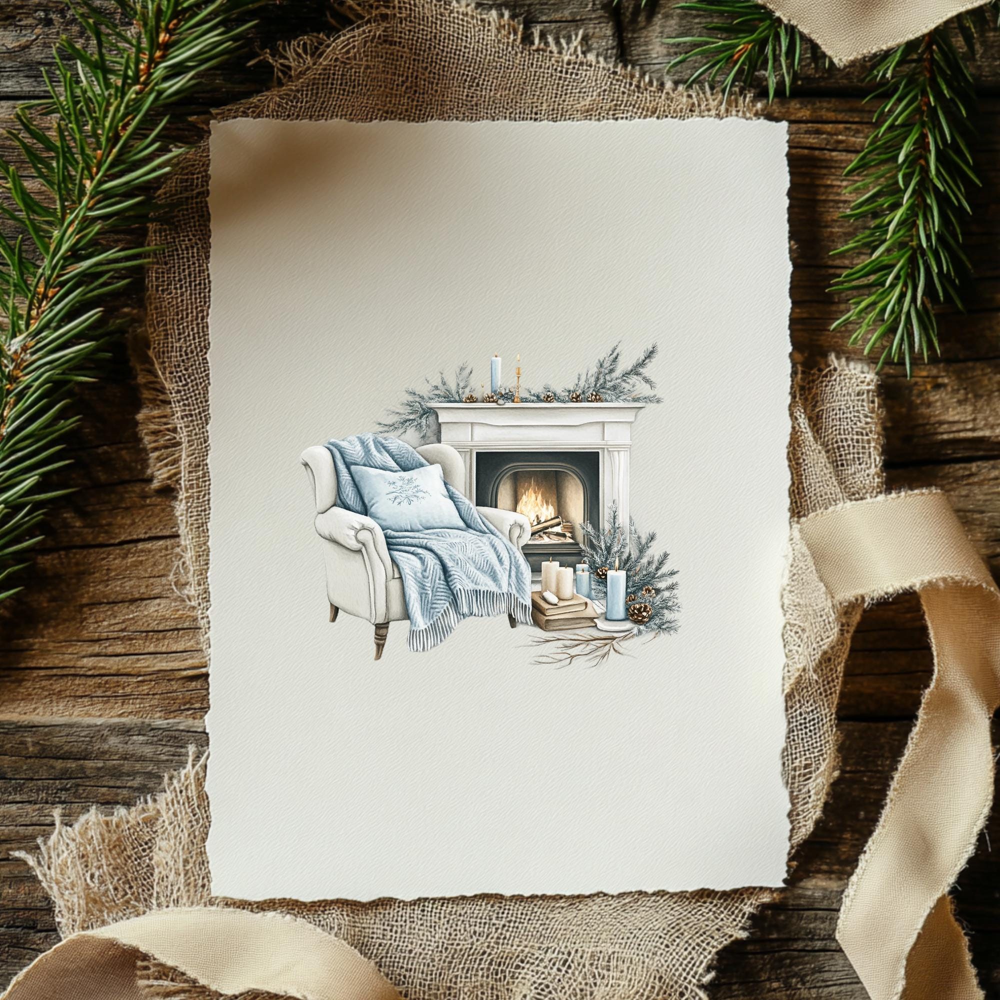 Blue Christmas Clipart Png Bundle, Watercolor Christmas, Blue Winter ...
