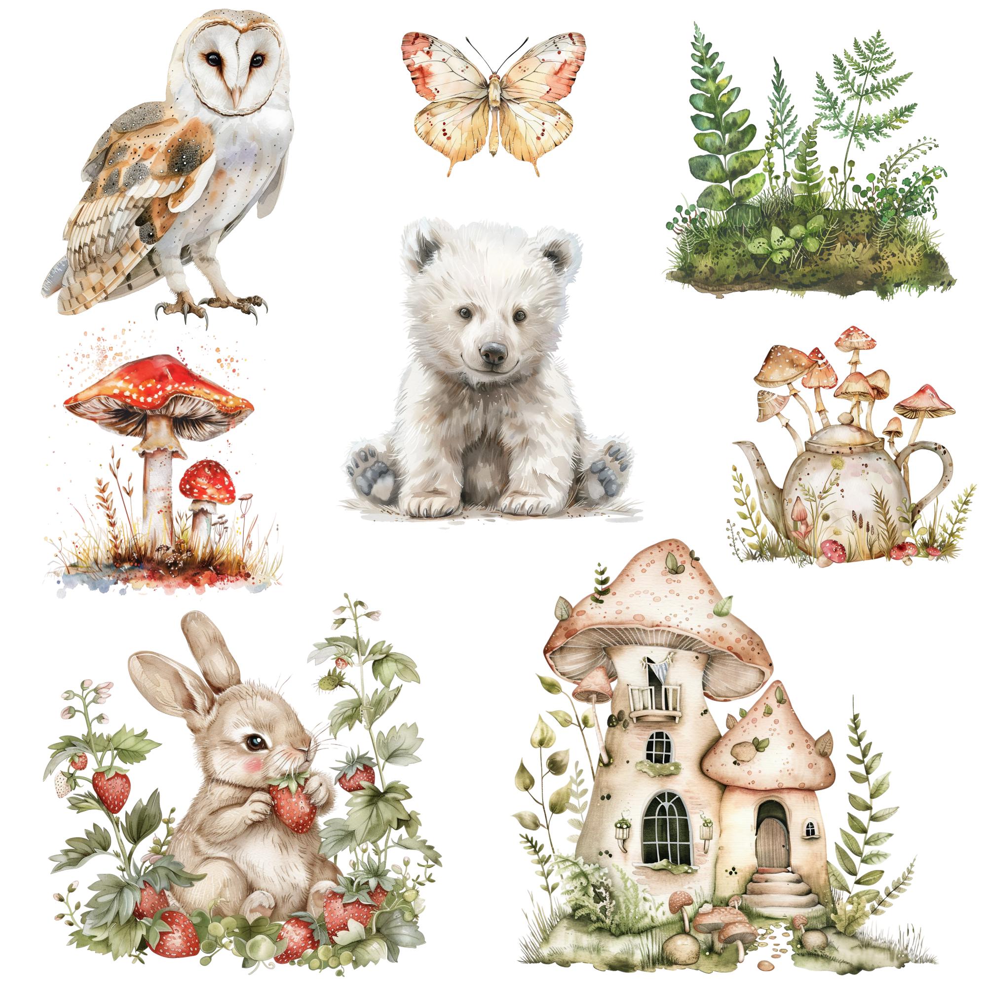 Enchanted Forest Watercolor Clipart Png Bundle, Mystical Clipart, Fairy ...
