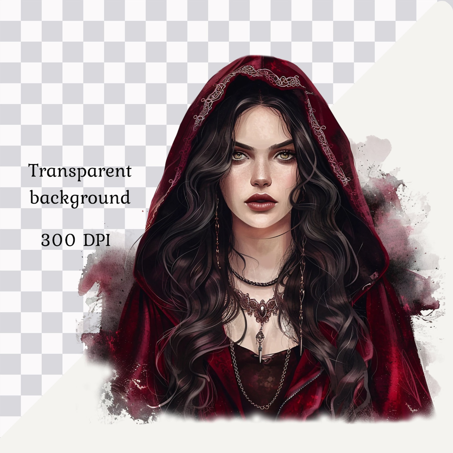Blood Witch Watercolor Clipart Png Bundle, Witchcraft, Occult Png, Ai ...