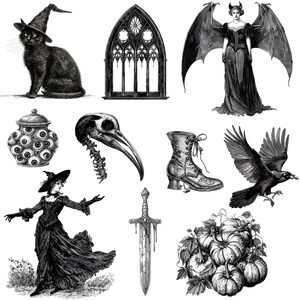 Antique Halloween Clipart Png Bundle, Vintage Halloween, Vintage ...