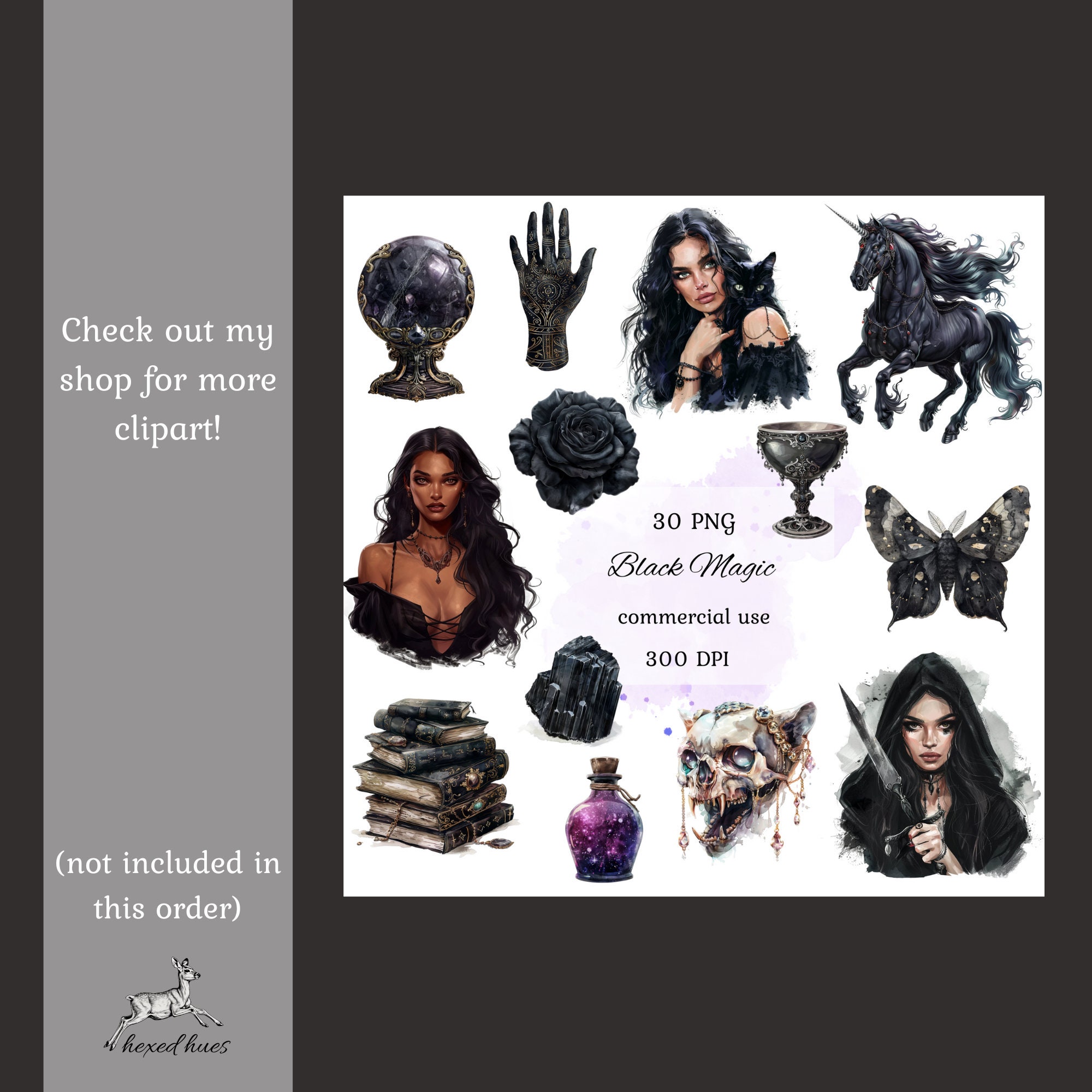 Blood Witch Watercolor Clipart Png Bundle, Witchcraft, Occult Png, Ai ...